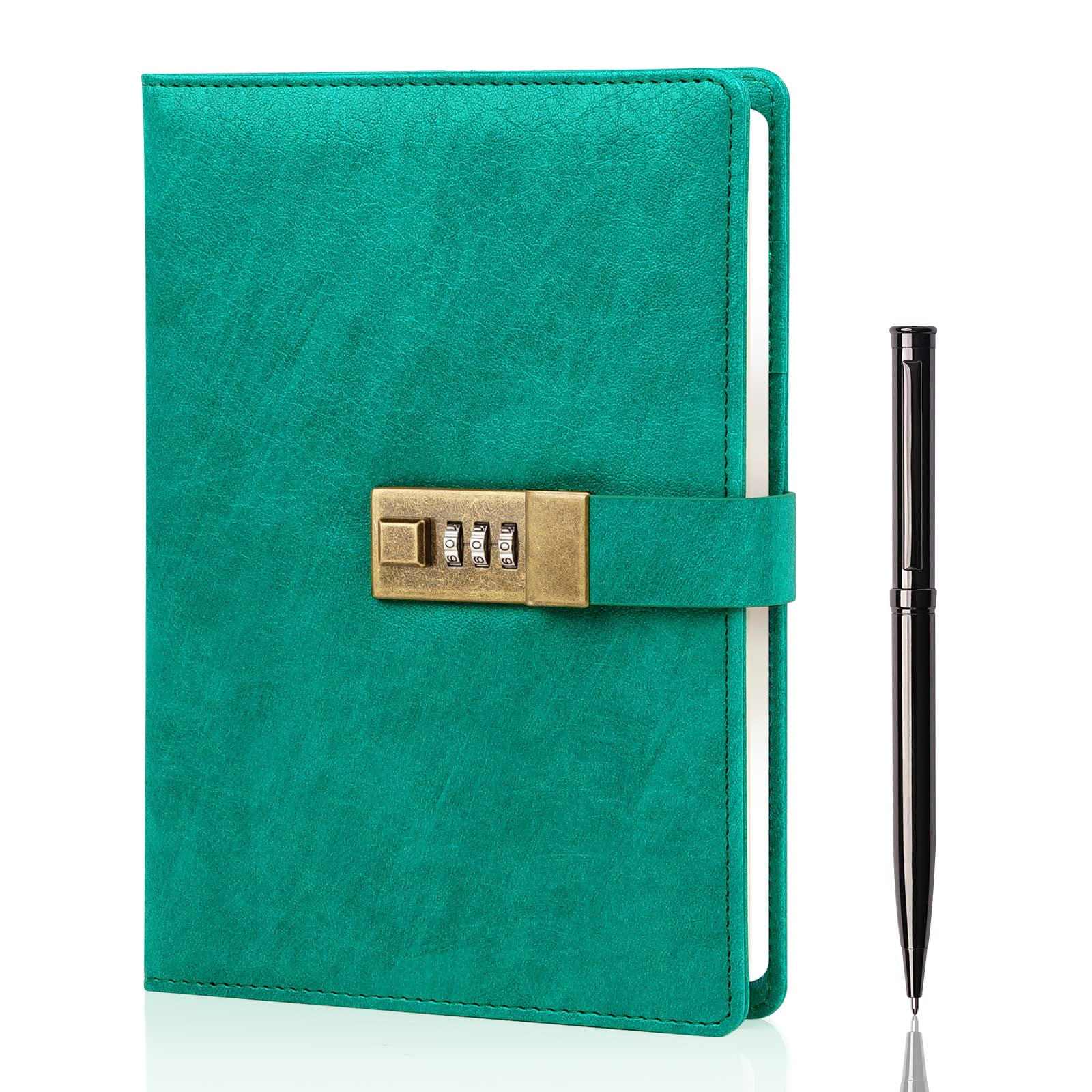 WEMATE Lockable Password Protected Diary with Metal Pen, A5 Green, 240 ...