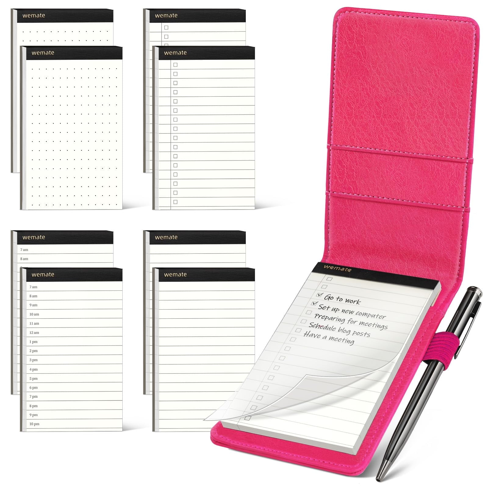 WEMATE 10 Pieces Small Notepad Holder Set Pocket Notebook Daily Records ...