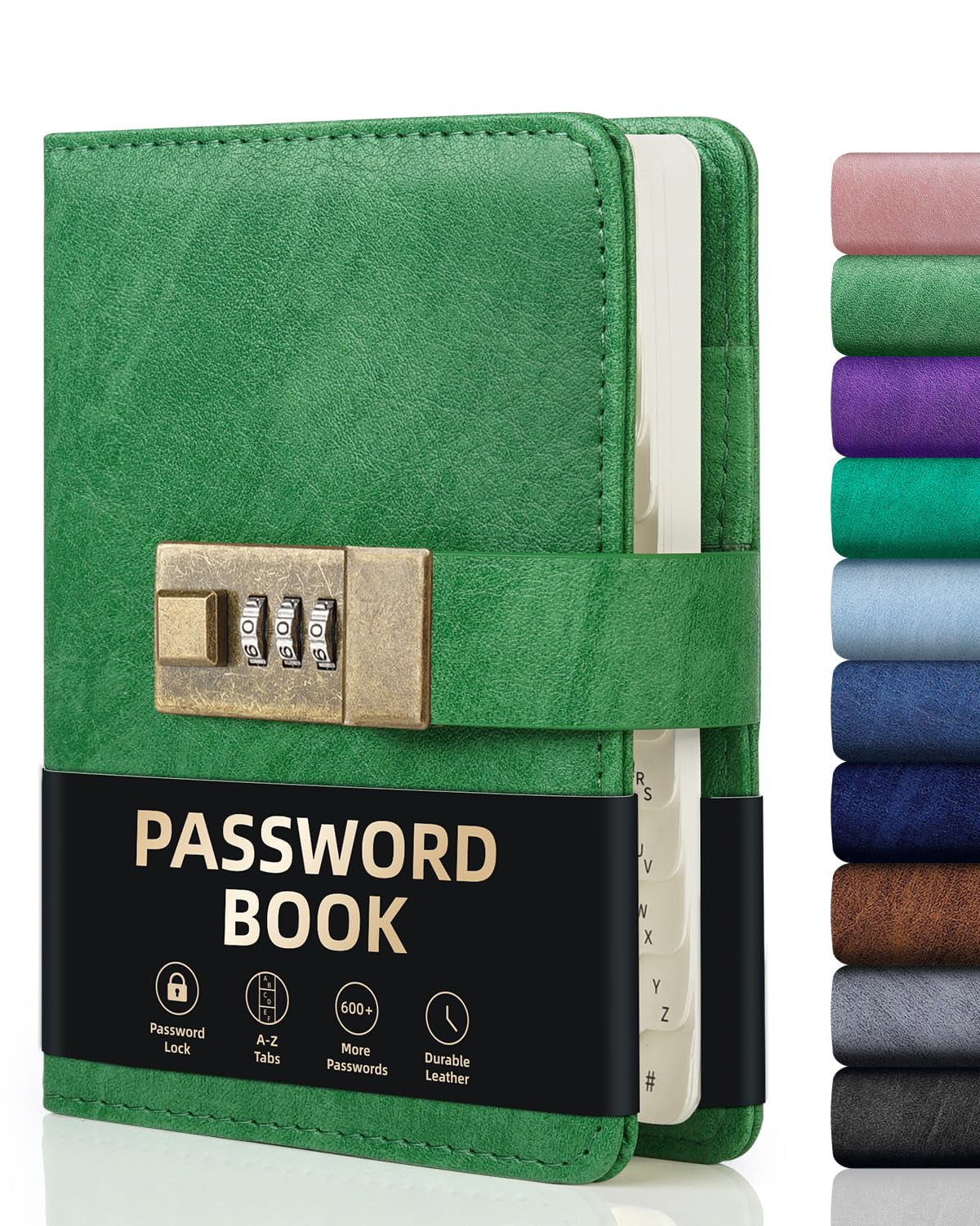 "WEMATE Password Notebook with Lock, Alphabetical Tabs, 600+ Entries, 4 ...
