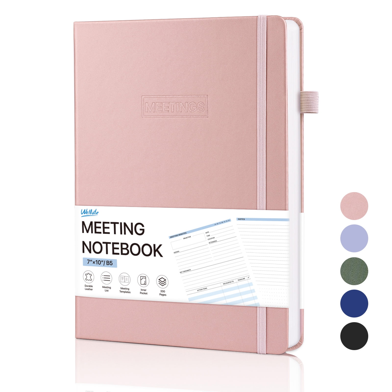WEMATE Simplified Meeting Notebook for Work, PU Leather Hardcover ...