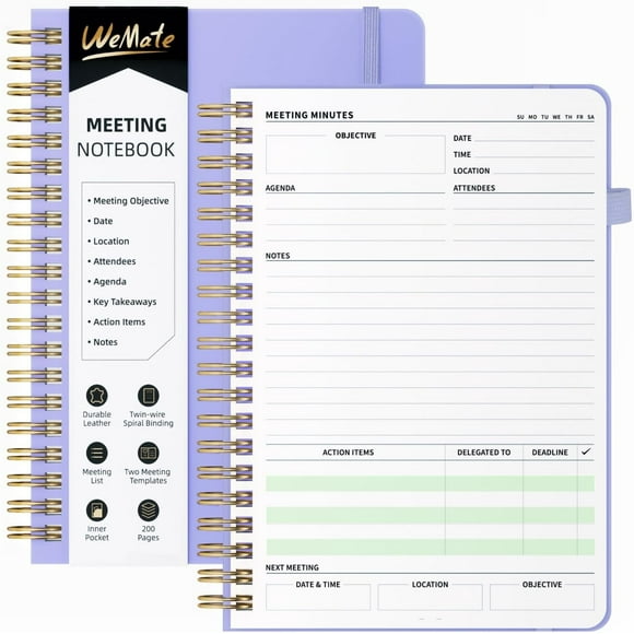 WEMATE Simplified Meeting Notebook for Work with Action Items 200 Pages ...