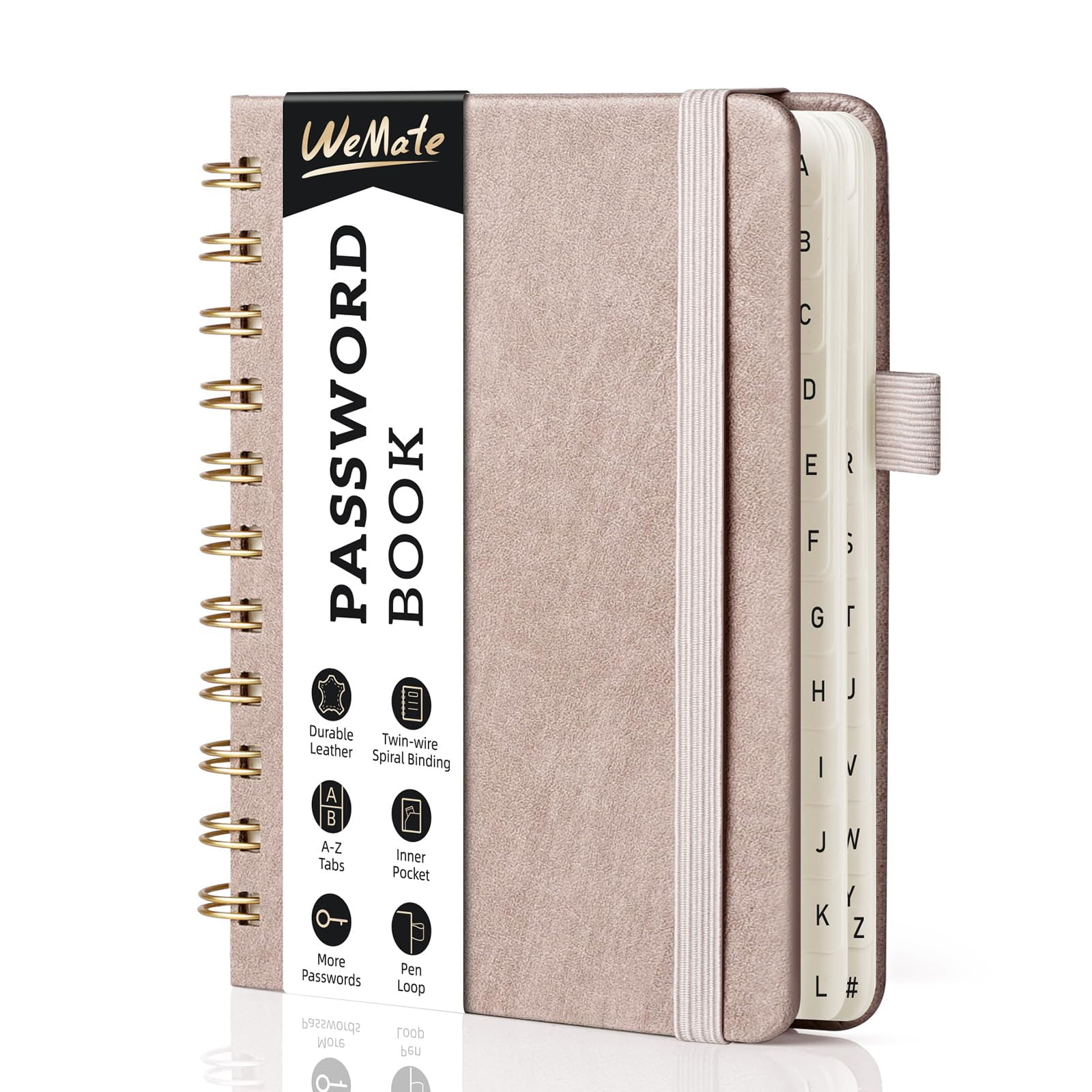 WEMATE Alphabetical Tab Password Notebook, 4.7'' x 6'' Hard Cover ...