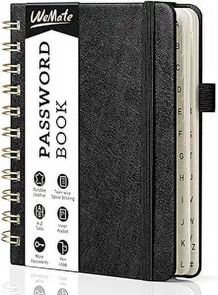 WEMATE Spiral Password Book with Alphabetical Tabs, Small Password ...