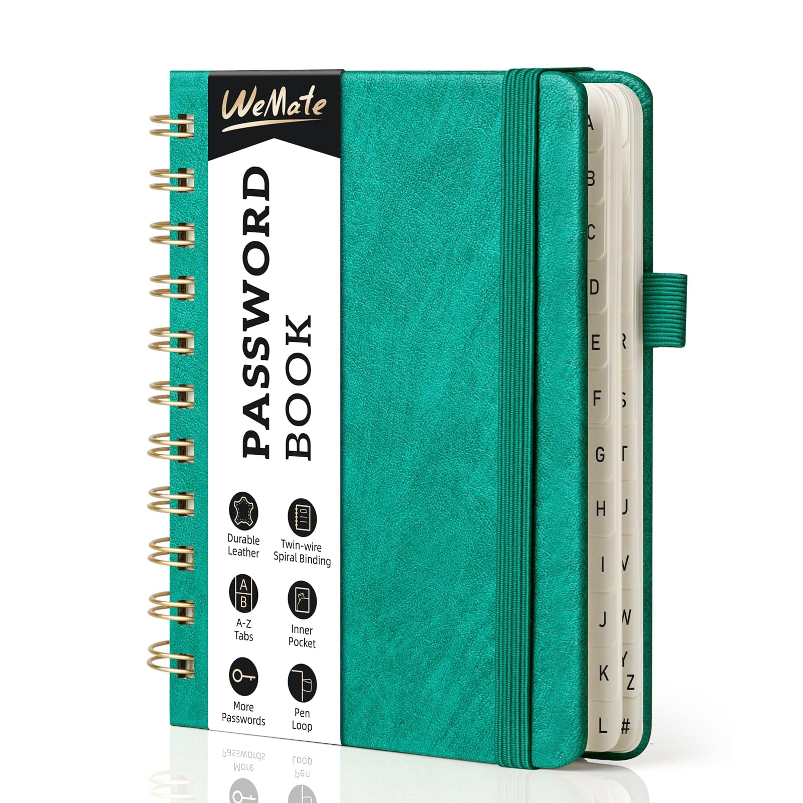 WEMATE Spiral Password Book with Alphabetical Tabs, Small Password ...