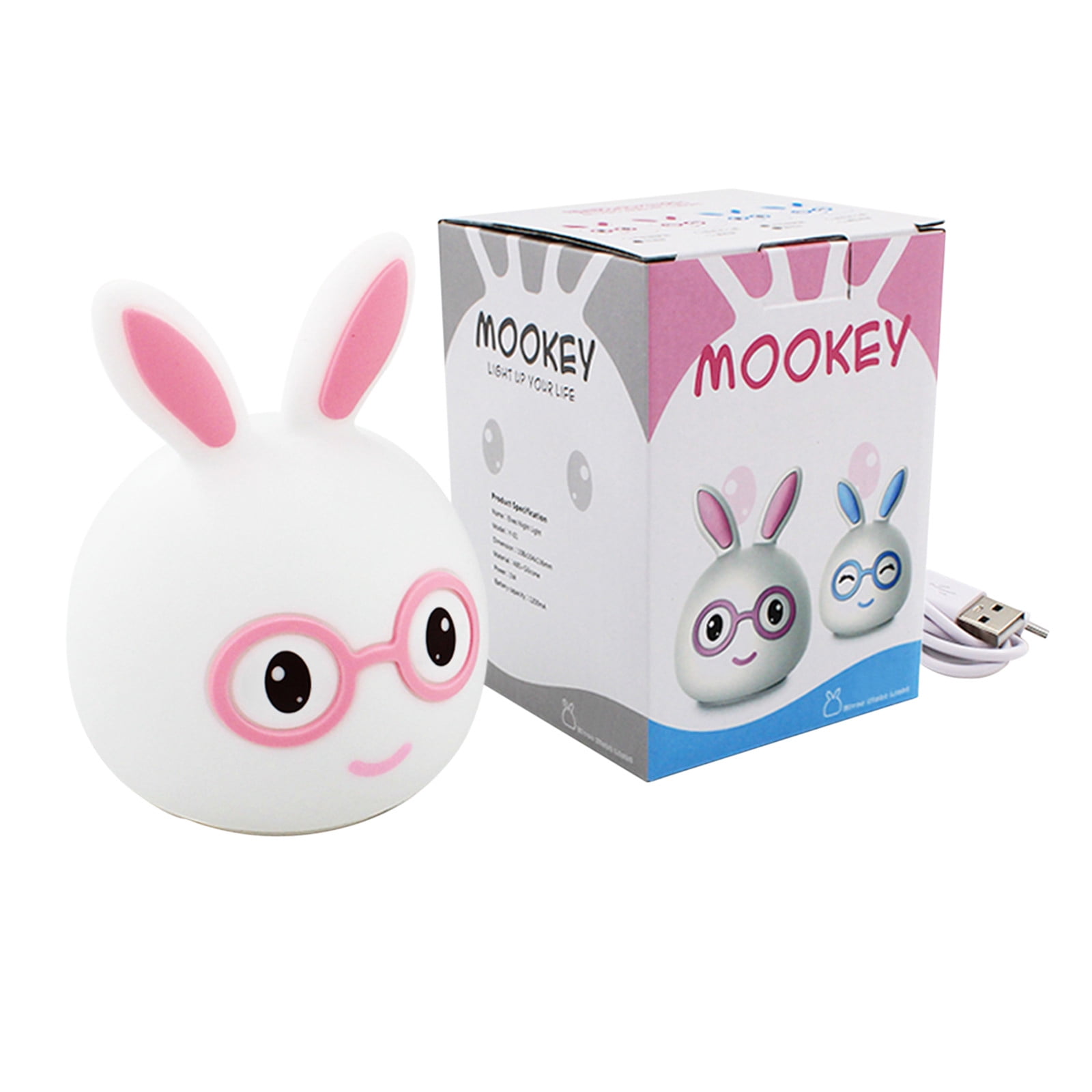 Diadia Cute Bunny Night USB Rechargeable Kids Night, Warm White And 7 ...