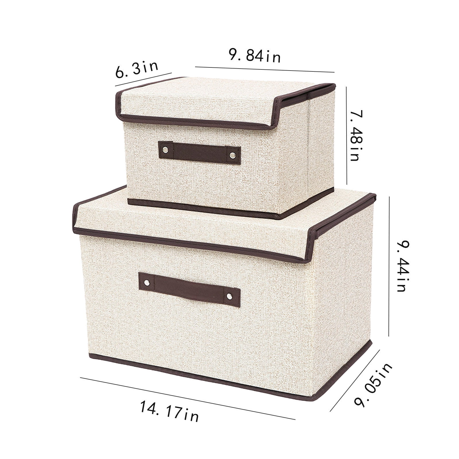 Foldable Storage Box With Lid 2pcs (large + Small) Fabric Storage Box ...
