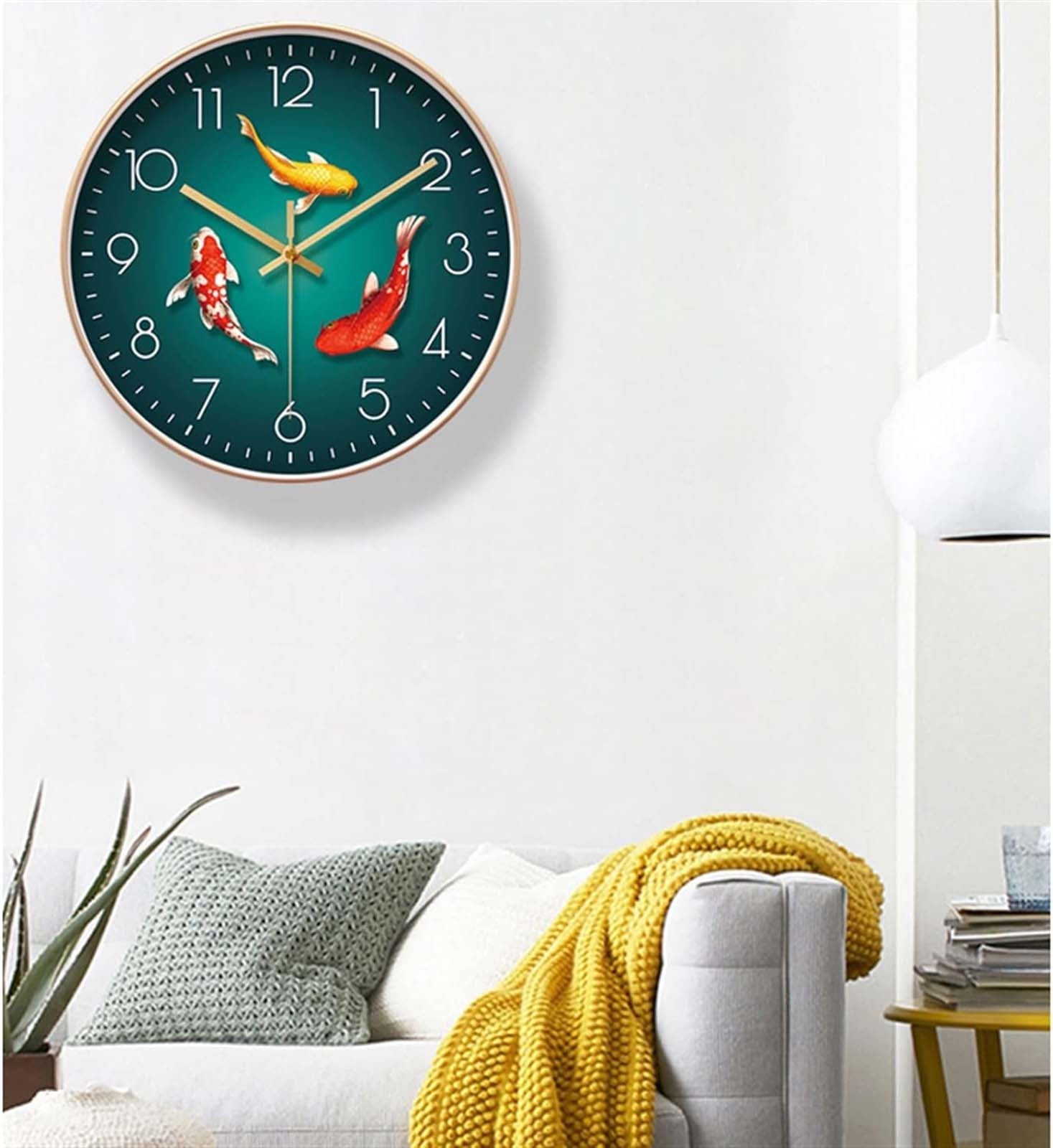 WEMDBD LED Lights Transparent Wall Clock Peacock Feather Colorful Clock ...