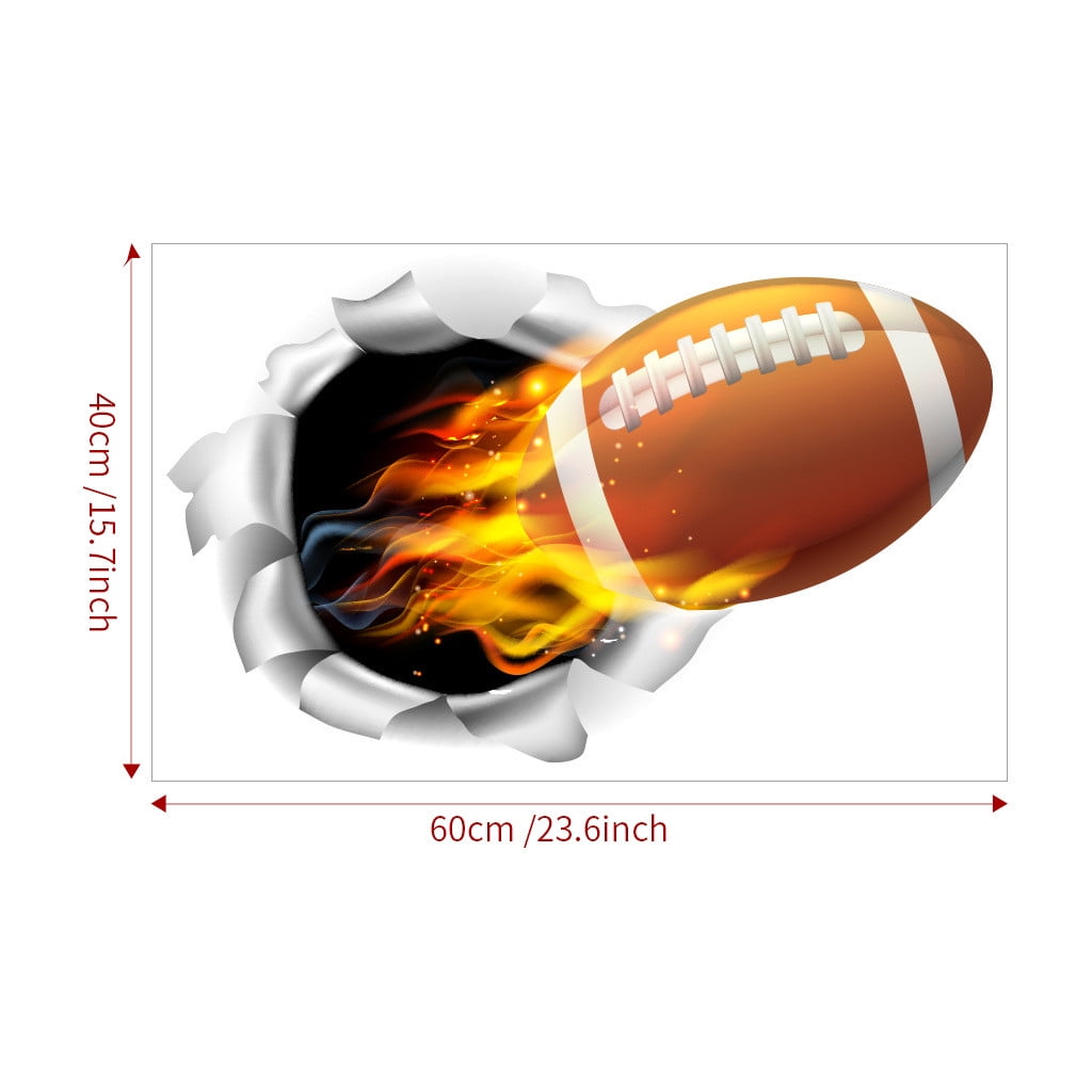 WEMDBD Rugbys Fire Wall Stickers Mural Smashed Wall Art Removable ...