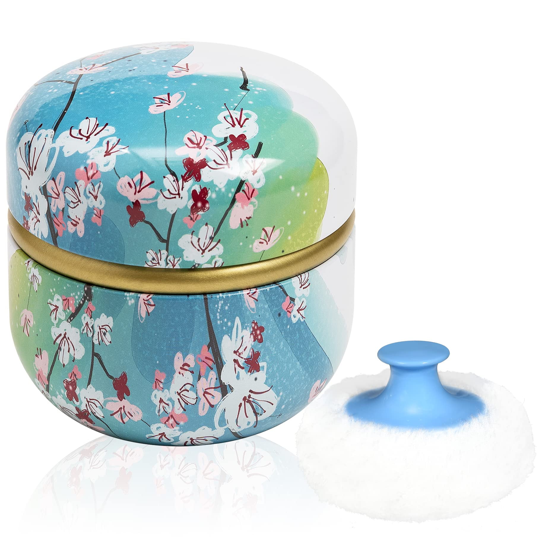 WEMEGA Body Powder Case with Powder Puff Powder Container Tea Box for ...