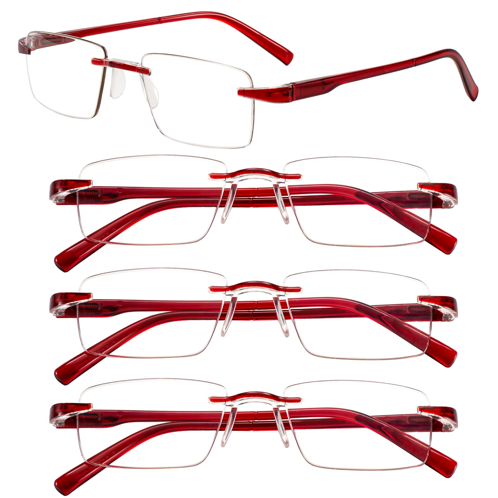 WEMOOMOOTANTS 4 Packs Red Readers 2.5 for Women Men Rimless Lightweight ...