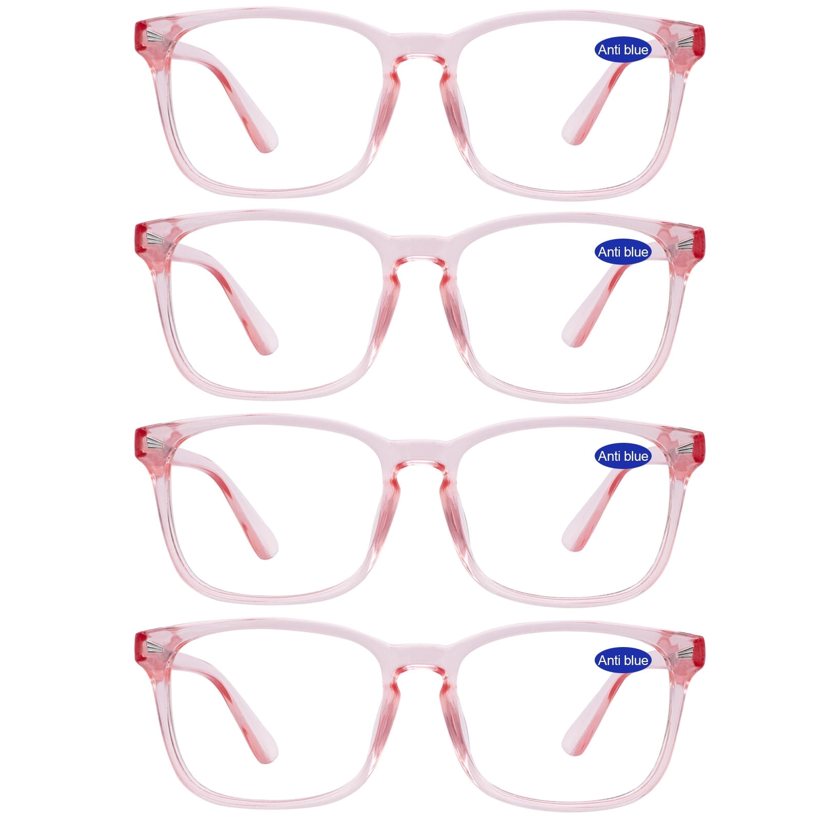 WEMOOTANTS 4 Packs Pink Reading Glasses 2.5 for Women Blue Light ...
