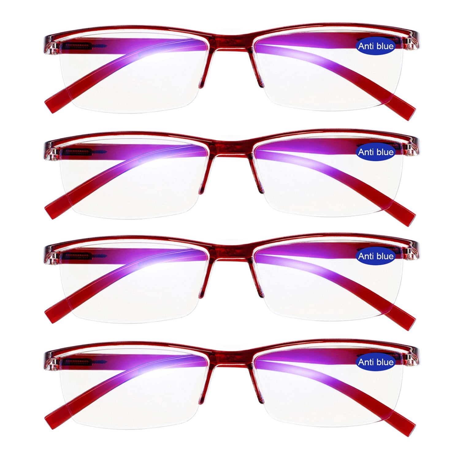 WEMOOTANTS 4 Packs Red Reading Glasses 1.0 Men Women Multipack Blue ...