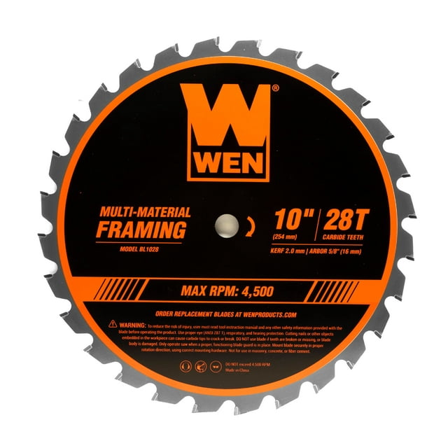 WEN 10-Inch 28-Tooth Carbide-Tipped Professional Multi-Material Framing ...
