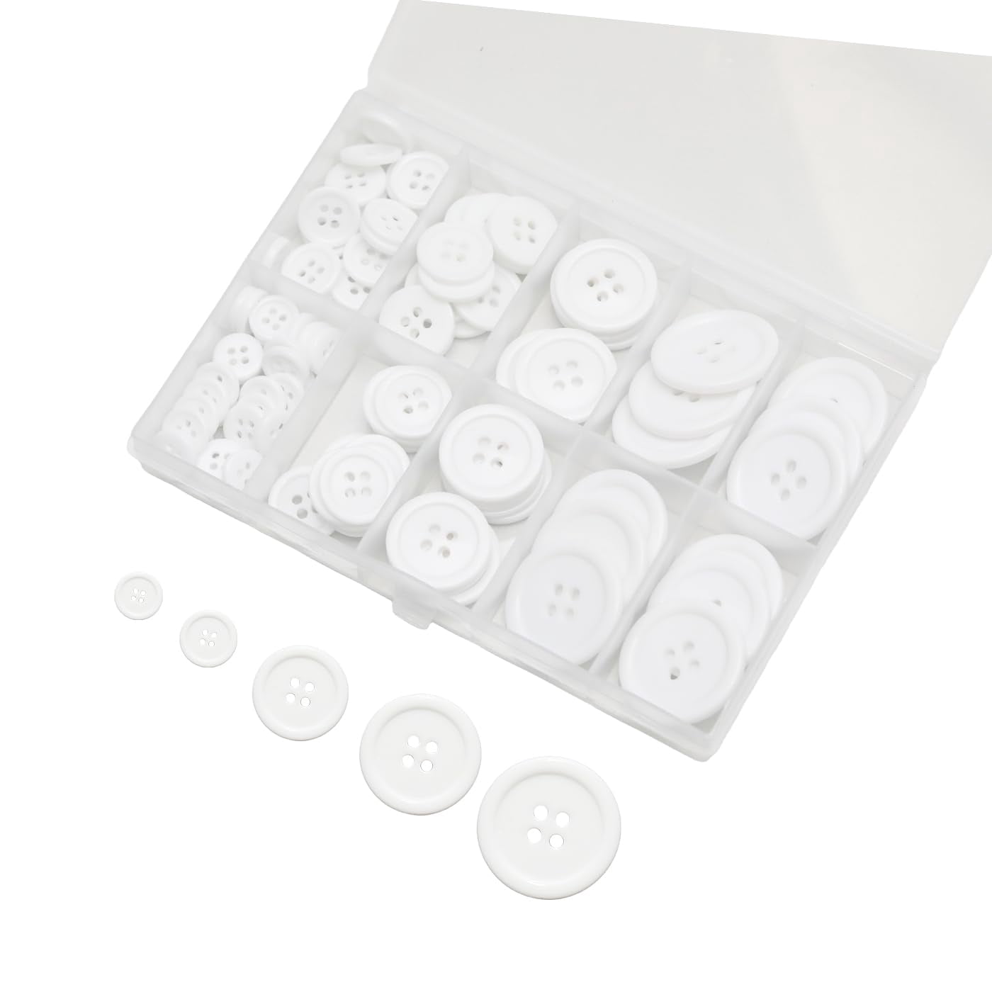 WEN 100 Colorful Buttons for Handmade, Mixed Round Sewing Buttons in 5 ...