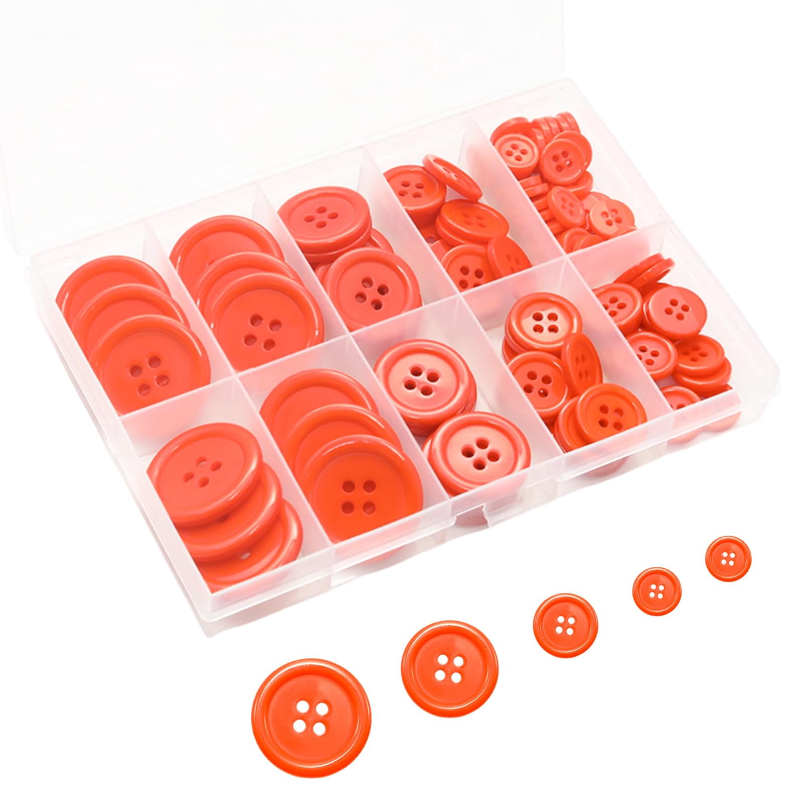 WEN 100 Colorful Buttons for Handmade, Mixed Round Sewing Buttons in 5 ...