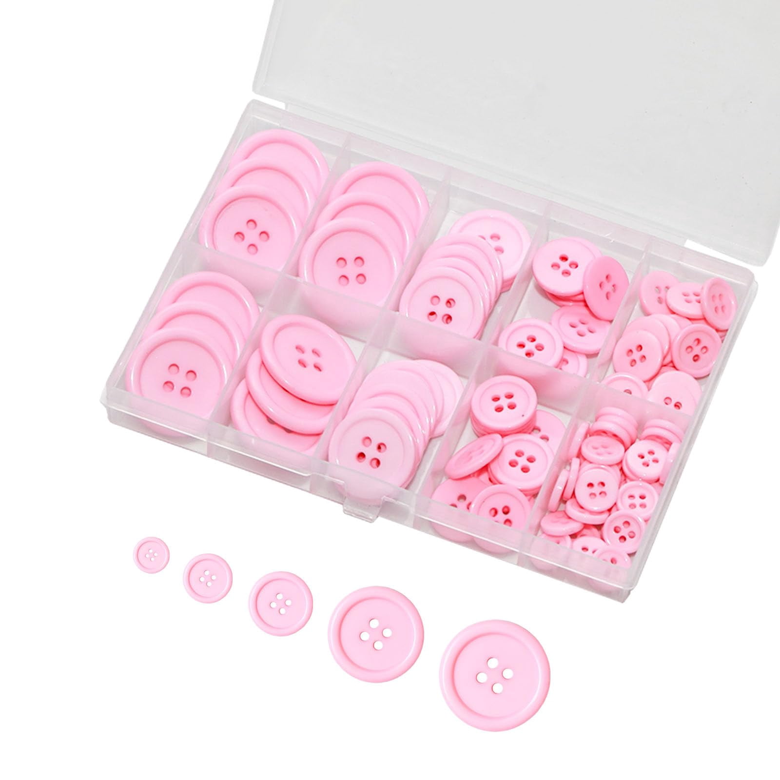 WEN 100 Colorful Buttons for Handmade, Mixed Round Sewing Buttons in 5 ...