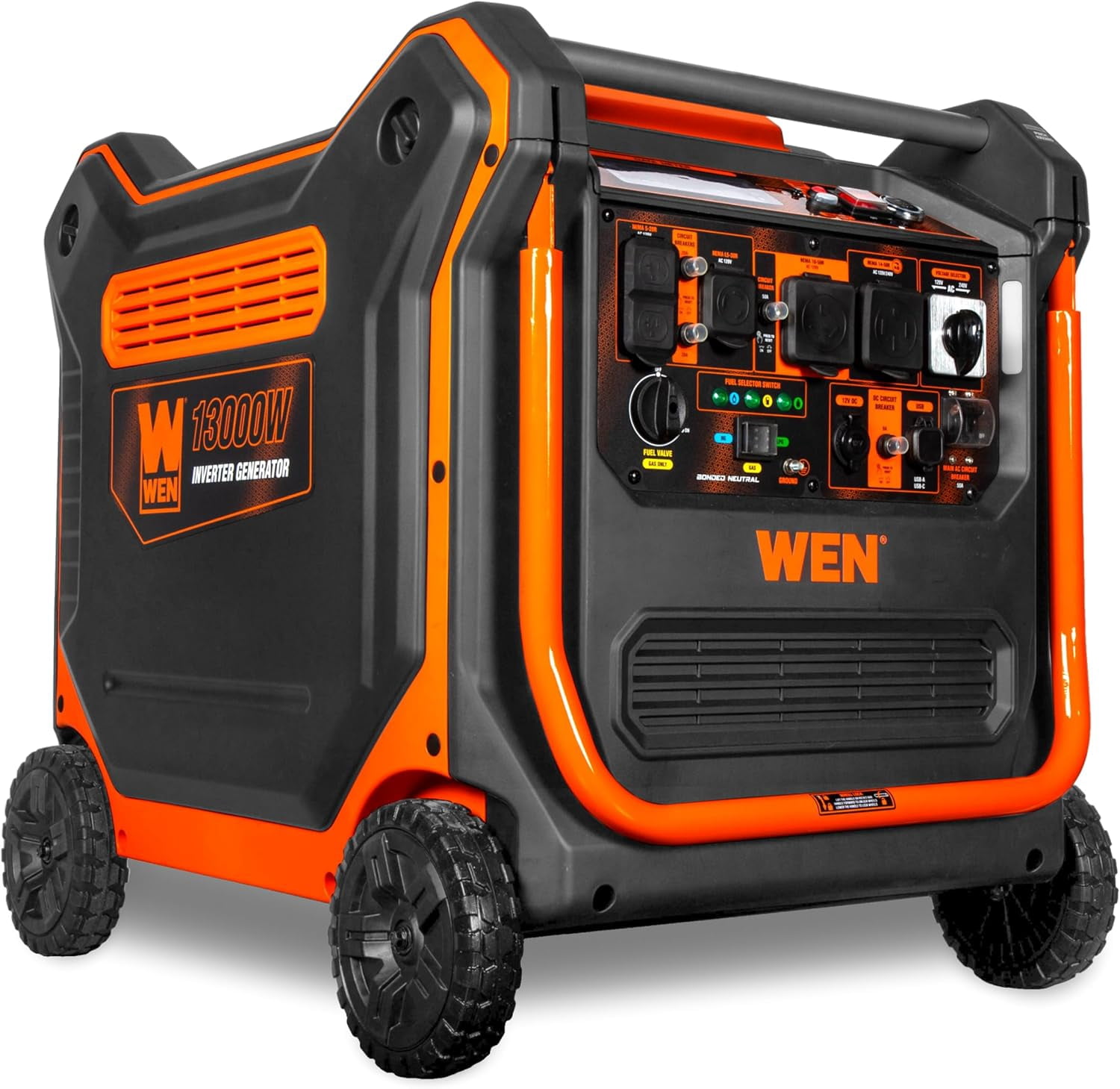 WEN 13,000-Watt 120V/240V Tri-Fuel Inverter Generator with Quiet 550cc ...