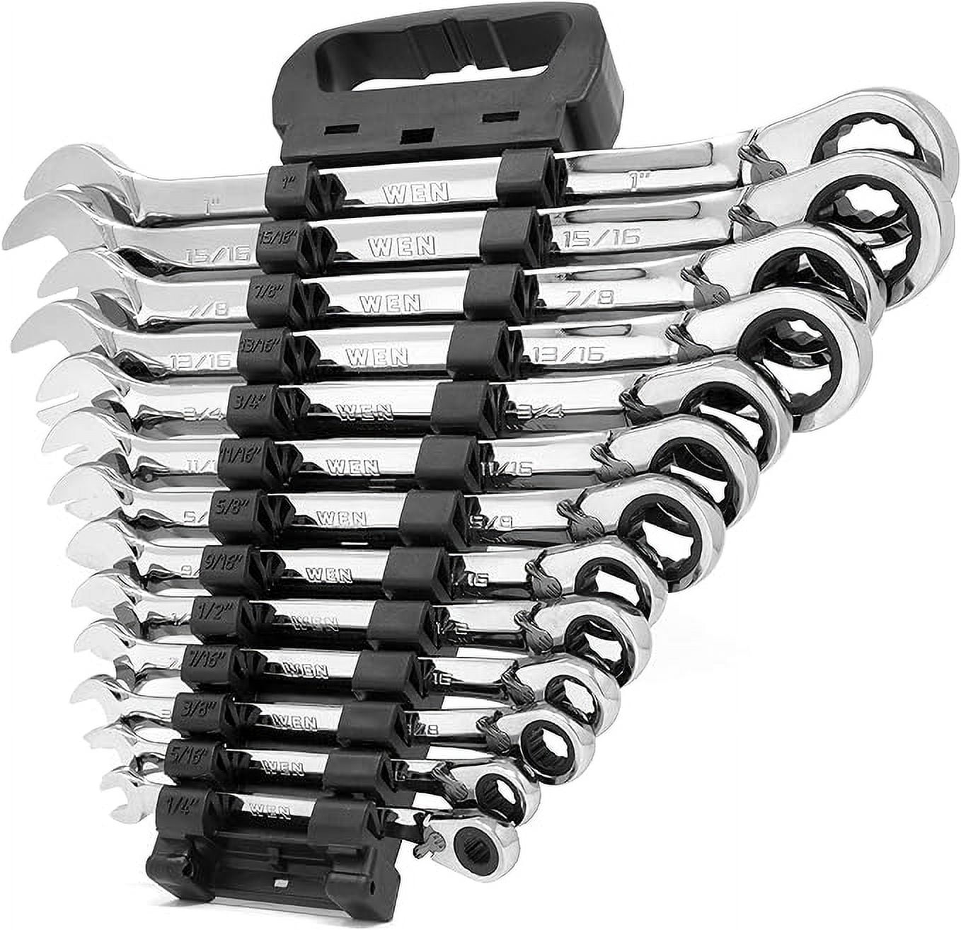 WEN 13-Piece Professional-Grade Reversible Ratcheting SAE Combination ...