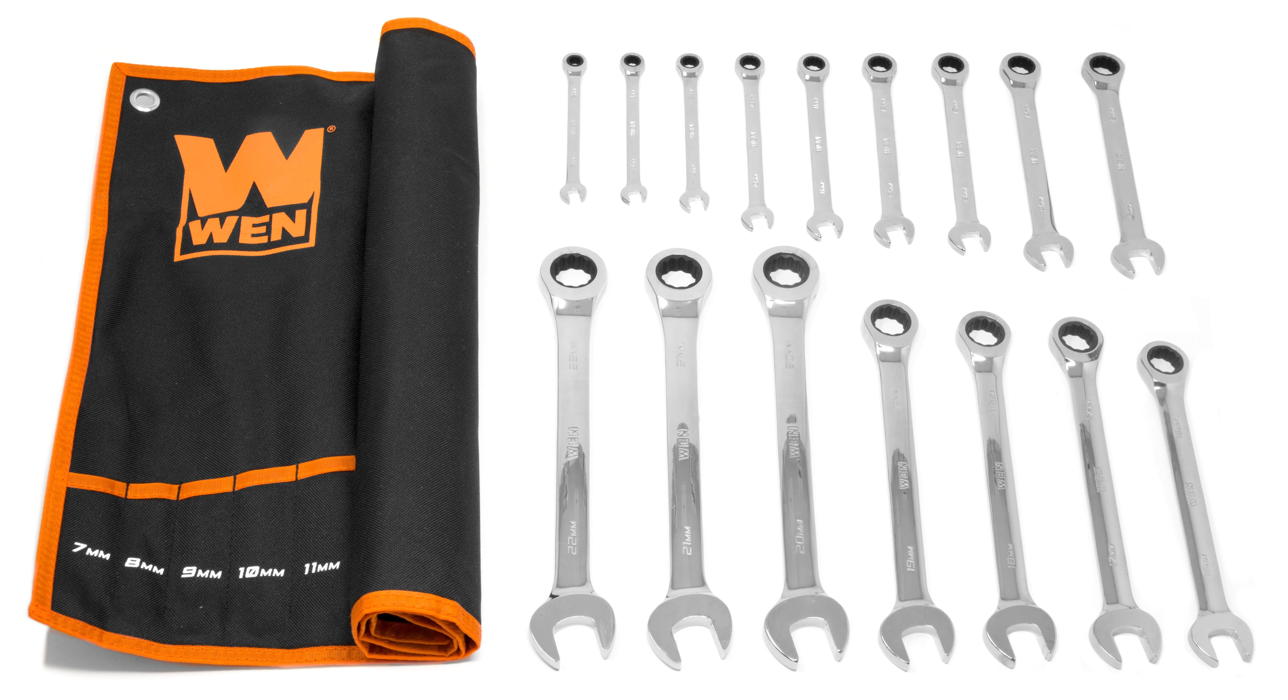 WEN 16-Piece, 7 mm to 22 mm, 72 Internal Ratcheting Teeth, Combination ...
