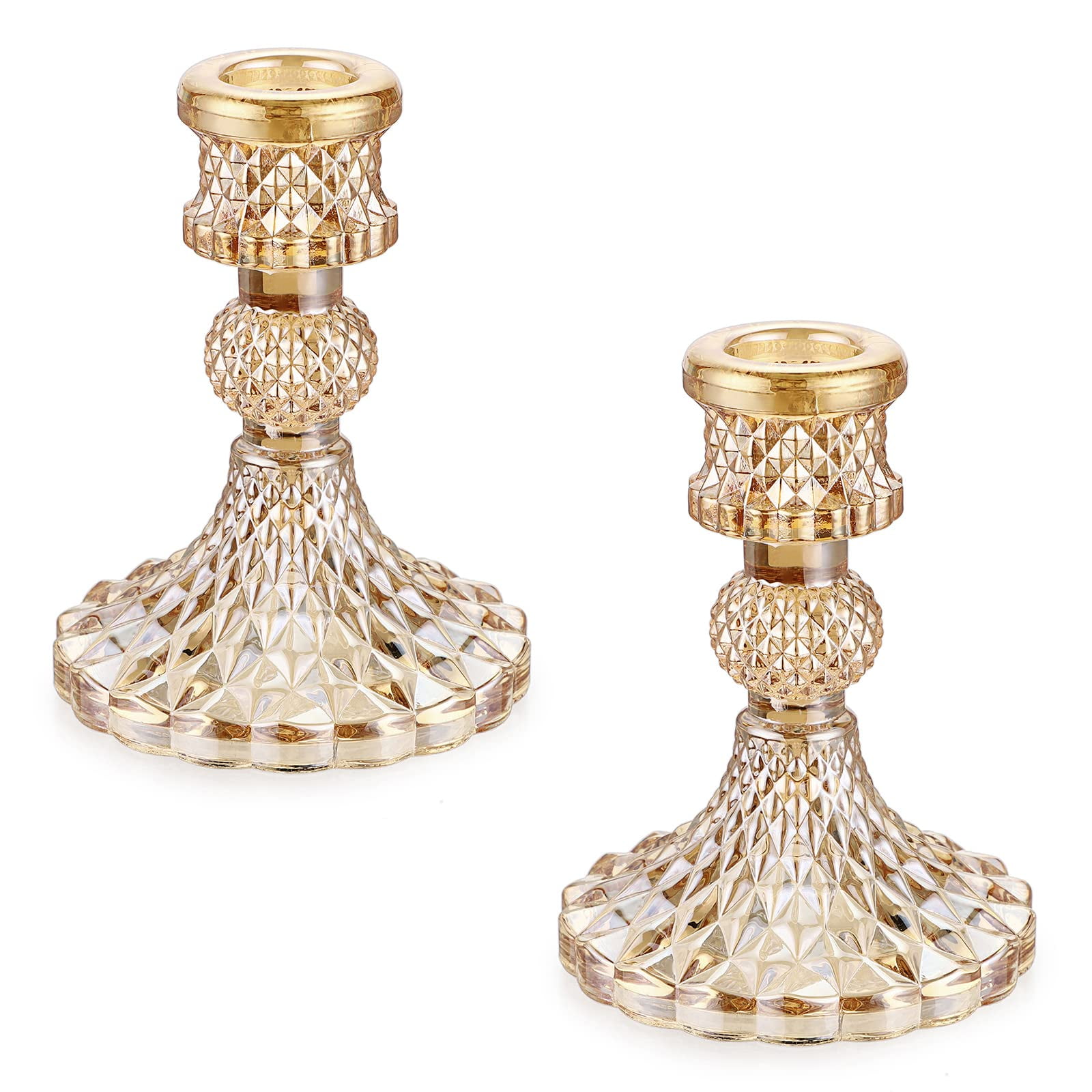 WEN 2 golden glass candle holders, decorative glass candle holder ...