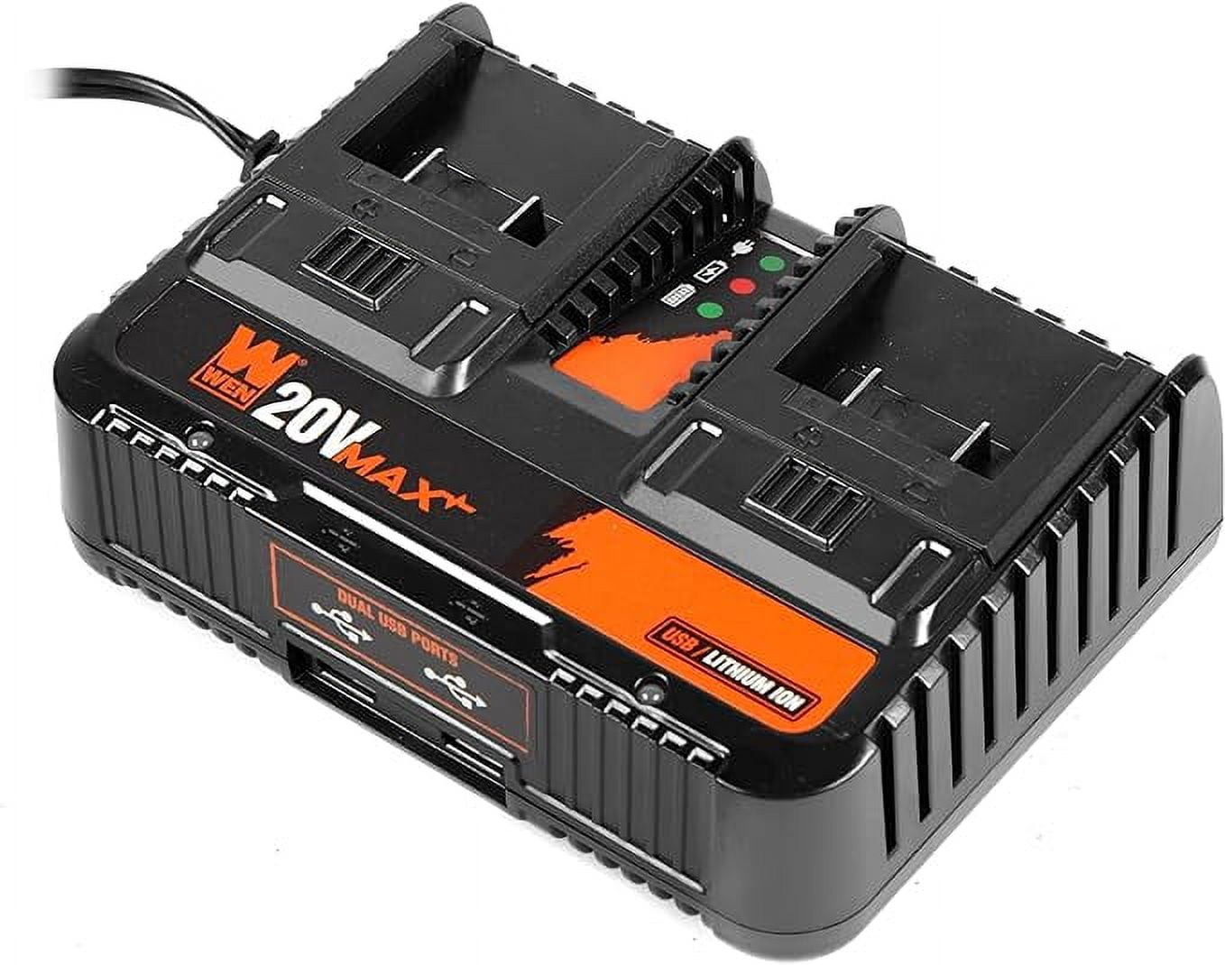 WEN 20V Max 2.3-Amp Dual Port Lithium-Ion Battery Charger with USB ...