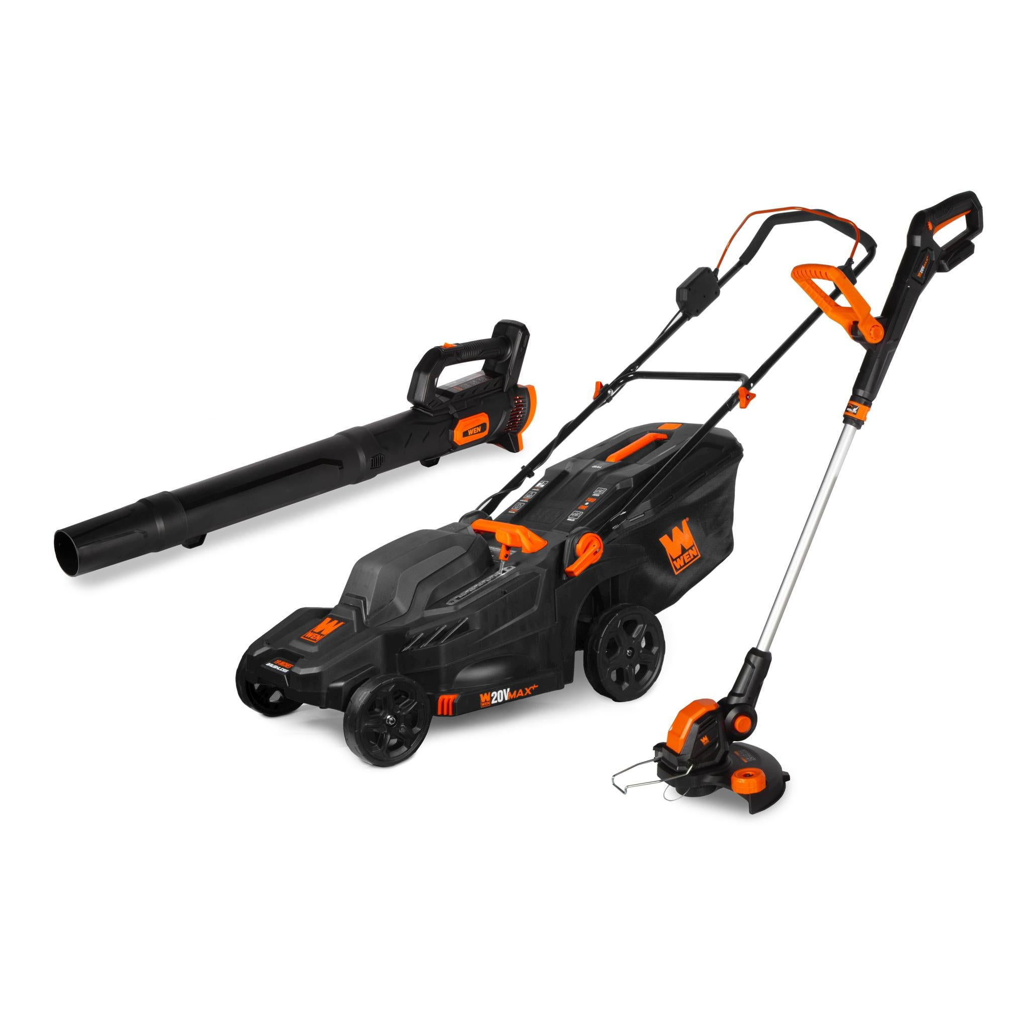 WEN 20V Max Cordless 19-Inch Lawn Mower, String Trimmer, and Leaf ...