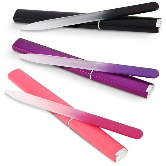 WEN 3 Pack Crystal Glass Fingernail File with Case for Natural Nail ...