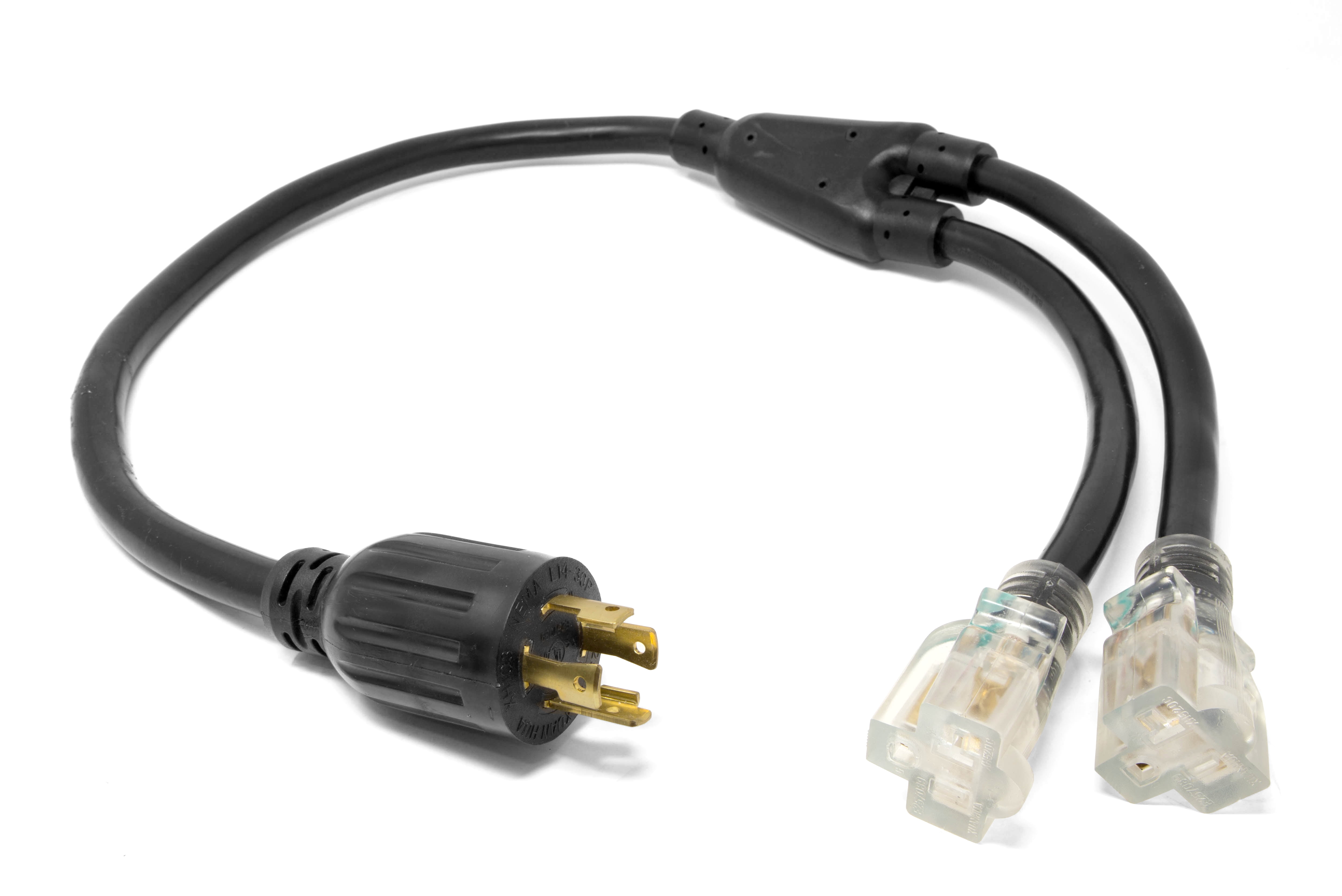 WEN 3 ft. 10-Gauge SJTW Generator Extension Cord Splitter (converts L14 ...