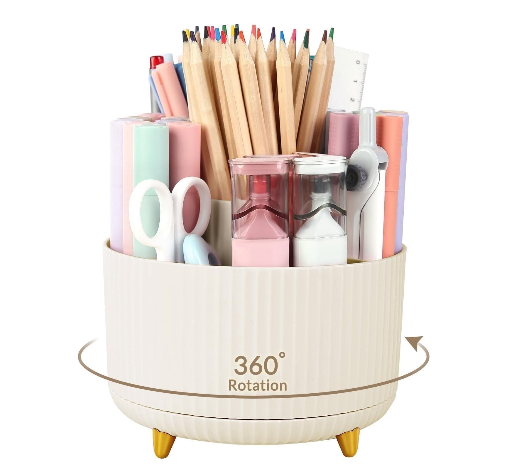 WEN 360 degree rotary plastic desktop pen holder with 5 slots for ...