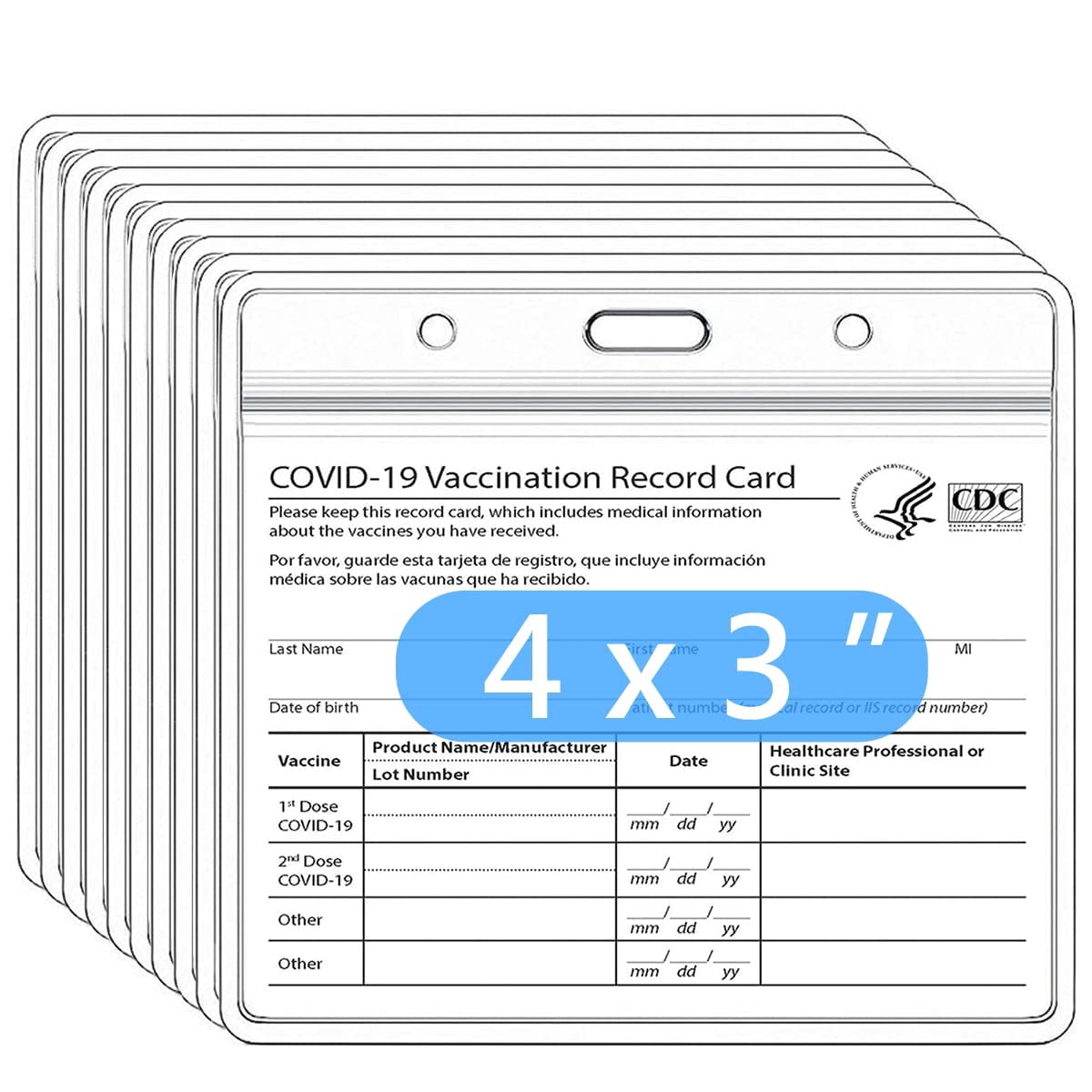 WEN 5 packs of CDC vaccination card protection 3x4 sets of transparent ...
