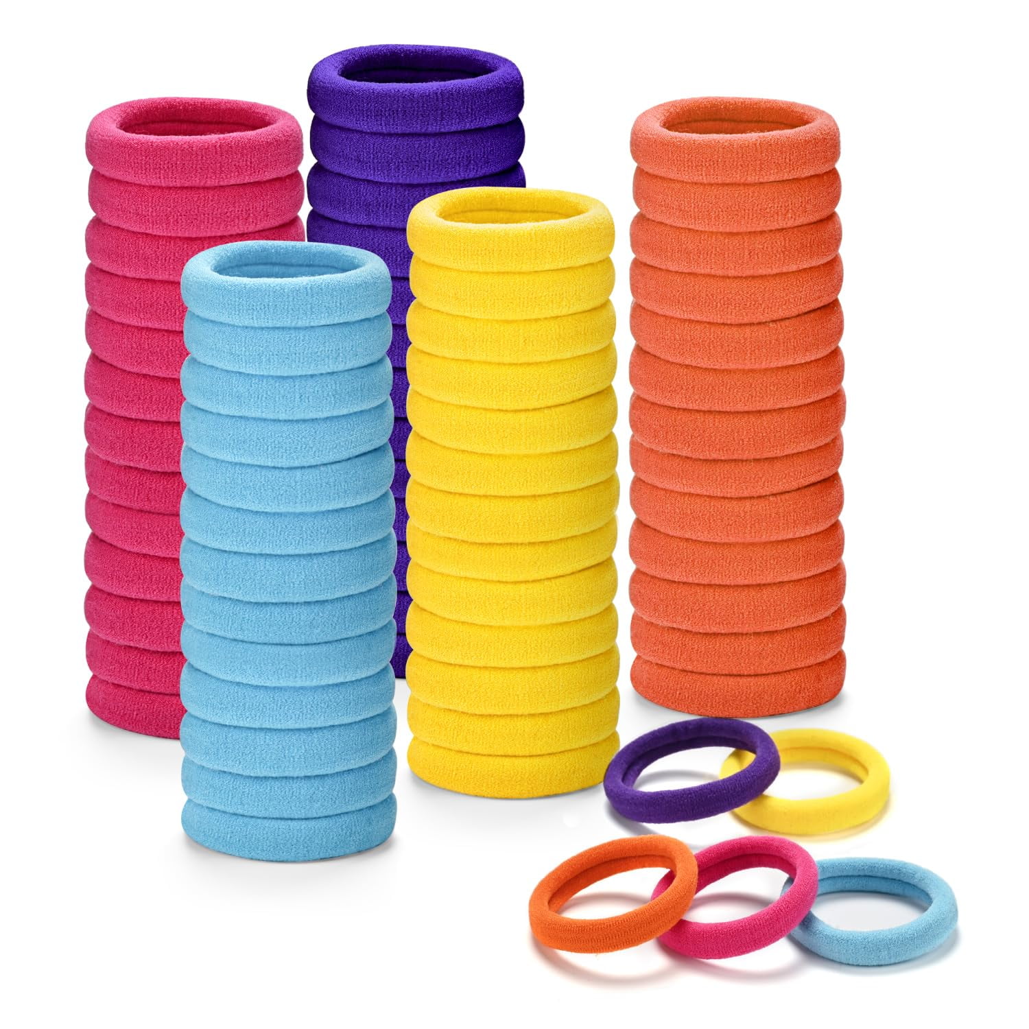 WEN 50PCS Black Hair Ties,Cotton Seamless Ponytail Holders,No Damage ...