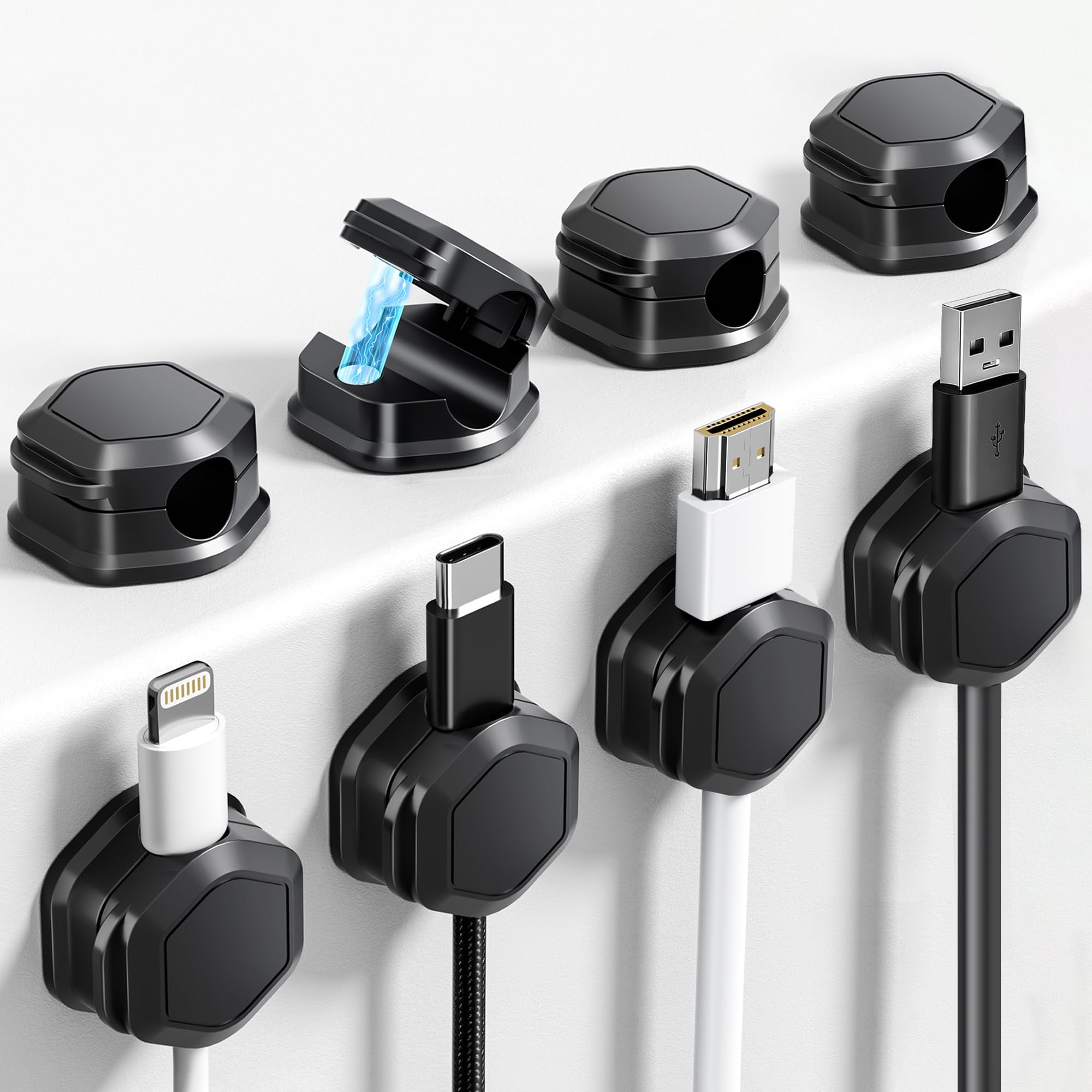 WEN 6 Pack magnetic cable clamp,cable organizer,suitable for cable ...