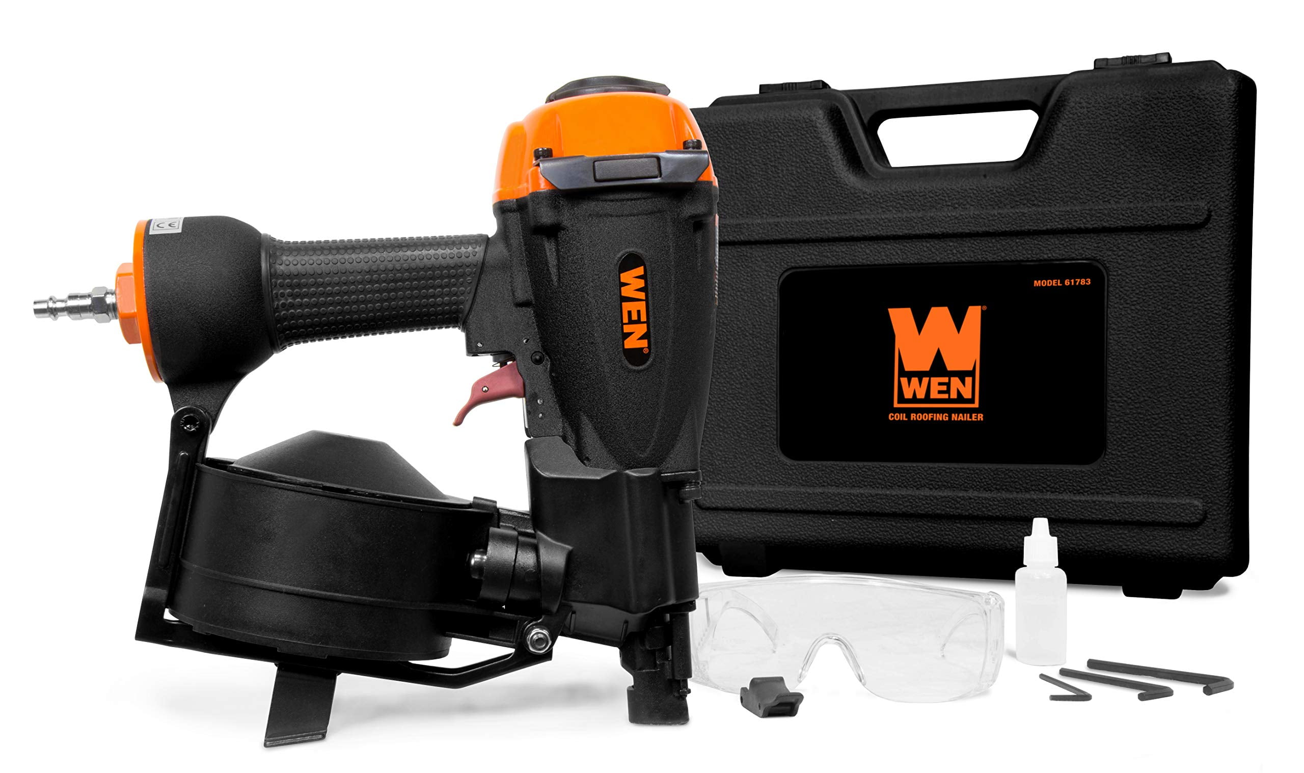 WEN 61783 3/4-Inch to 1-3/4-Inch Pneumatic Coil Roofing Nailer C94 ...