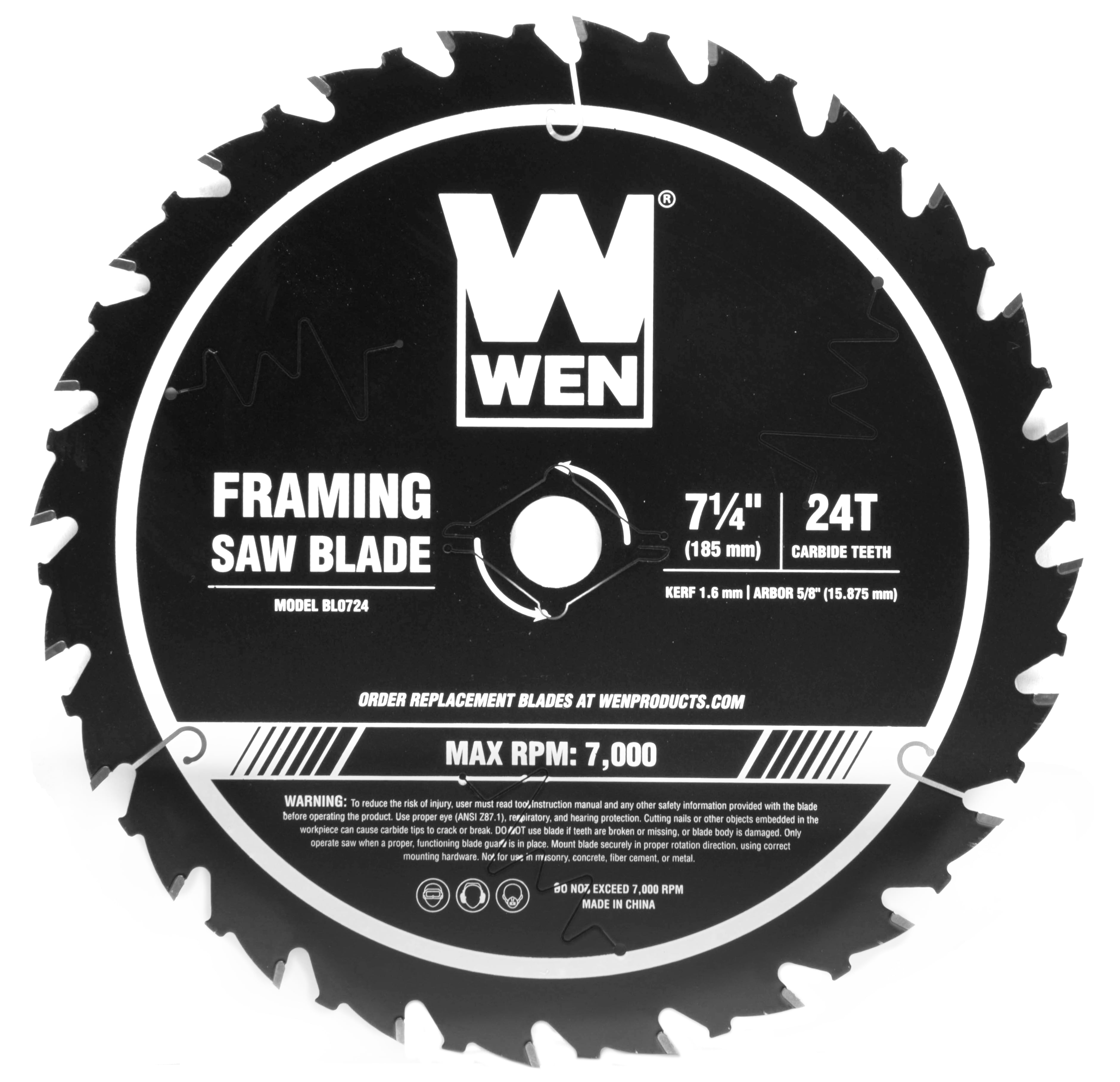 WEN 7.25-Inch 24-Tooth Carbide-Tipped Professional Framing Saw Blade ...