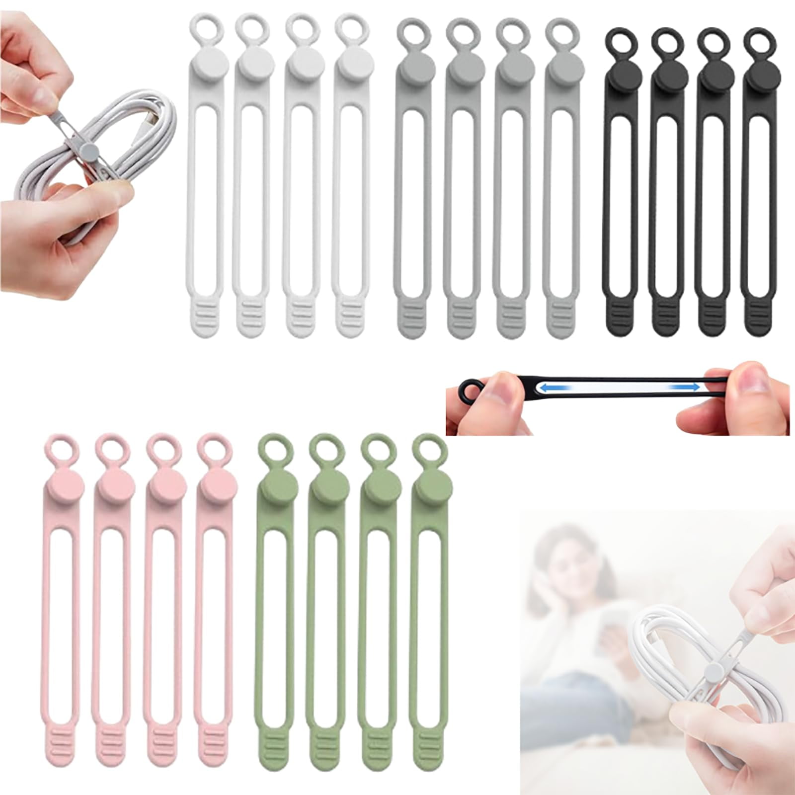 WEN Cable organizer,2025 upgraded silicone cable tie Reusable for ...