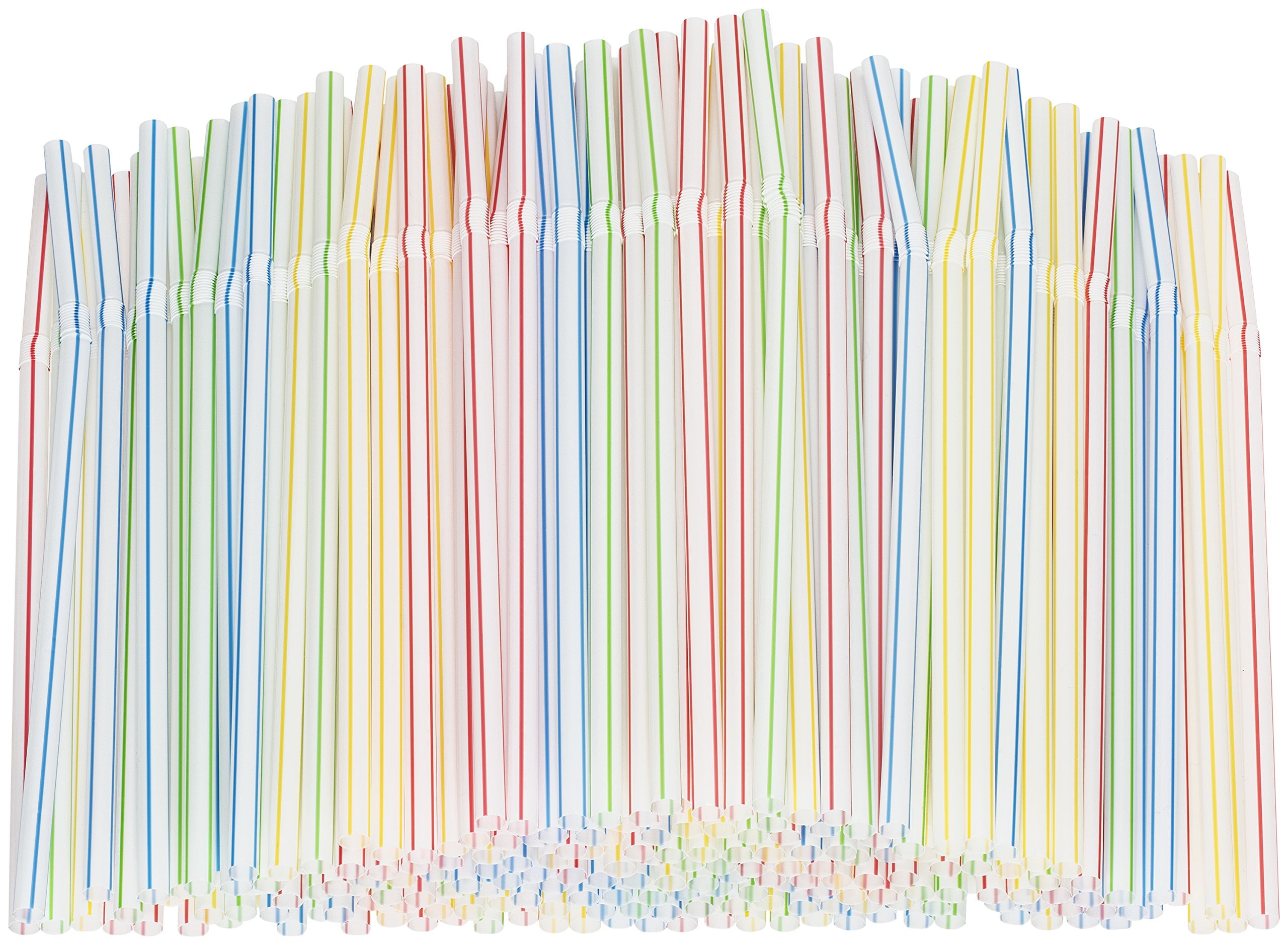 WEN Flexible Plastic Straws Individually Wrapped 200 Pack-Striped Multi ...