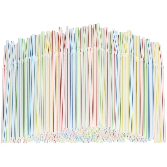 WEN Flexible Plastic Straws Individually Wrapped 200 Pack-Striped Multi ...