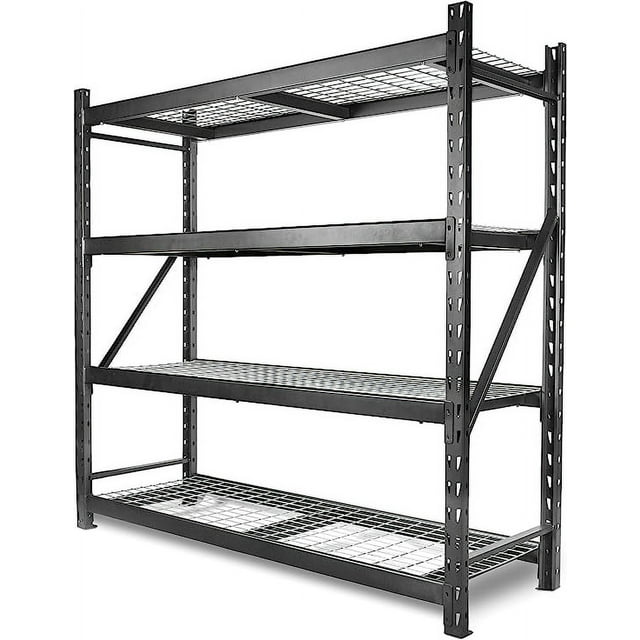 WEN Four-Tier Industrial Steel Storage Rack with Adjustable Shelving ...