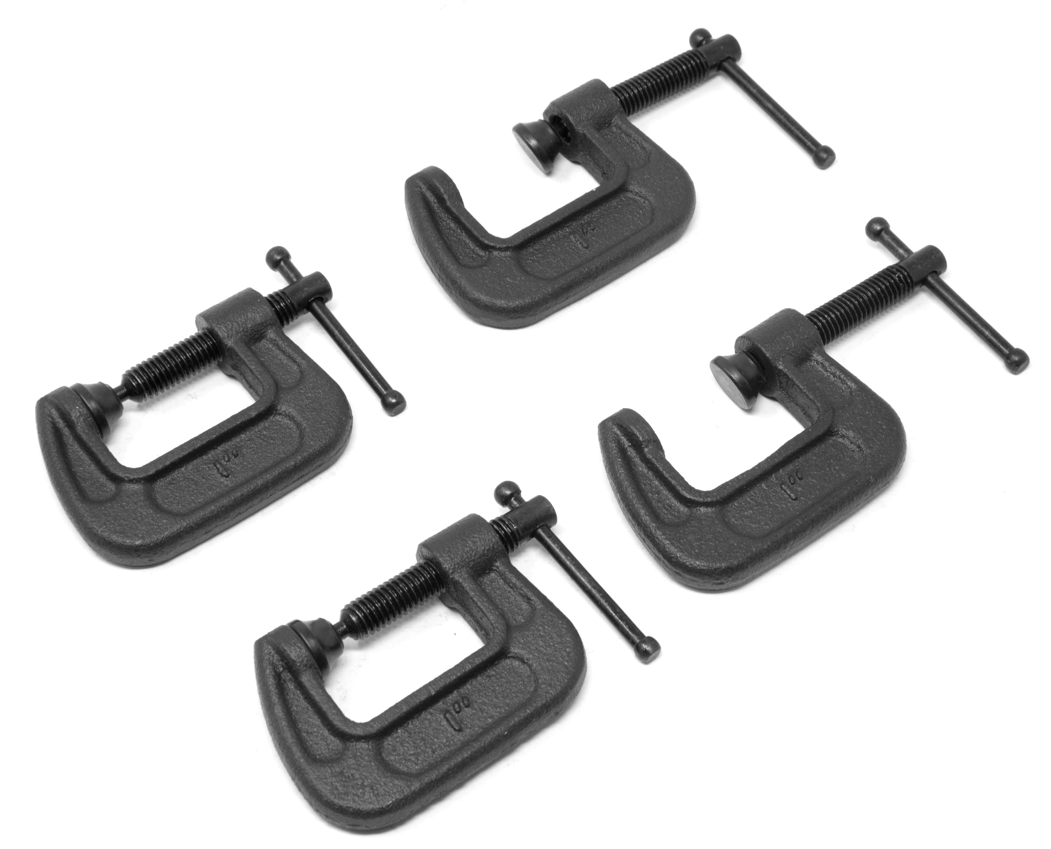 WEN Heavy-Duty Cast Iron C-Clamps with 1-Inch Jaw Opening and 0.8-Inch ...