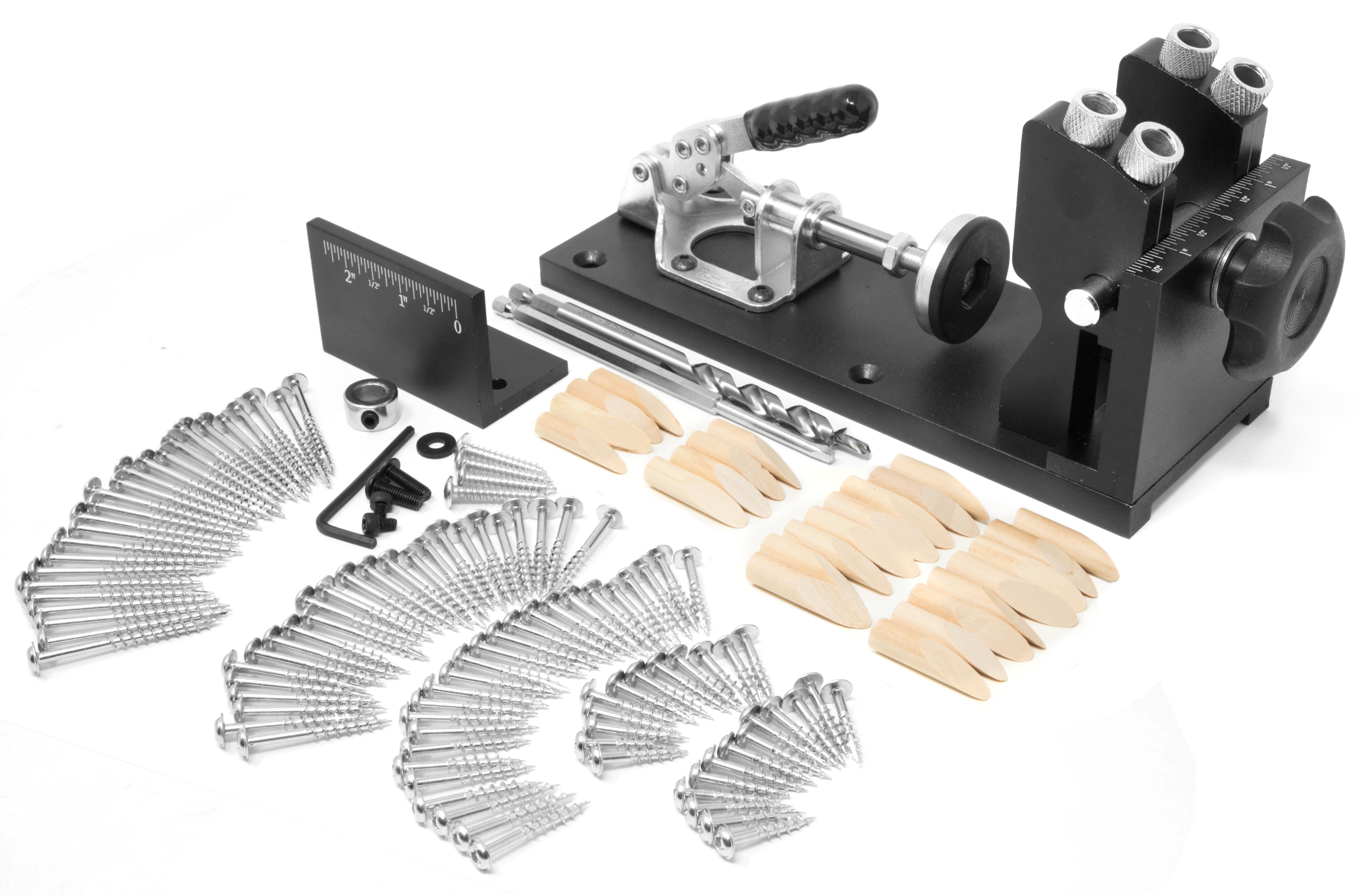 WEN Metal Pocket Hole Jig Kit with L-Base, Step Drill Bit, and Self ...