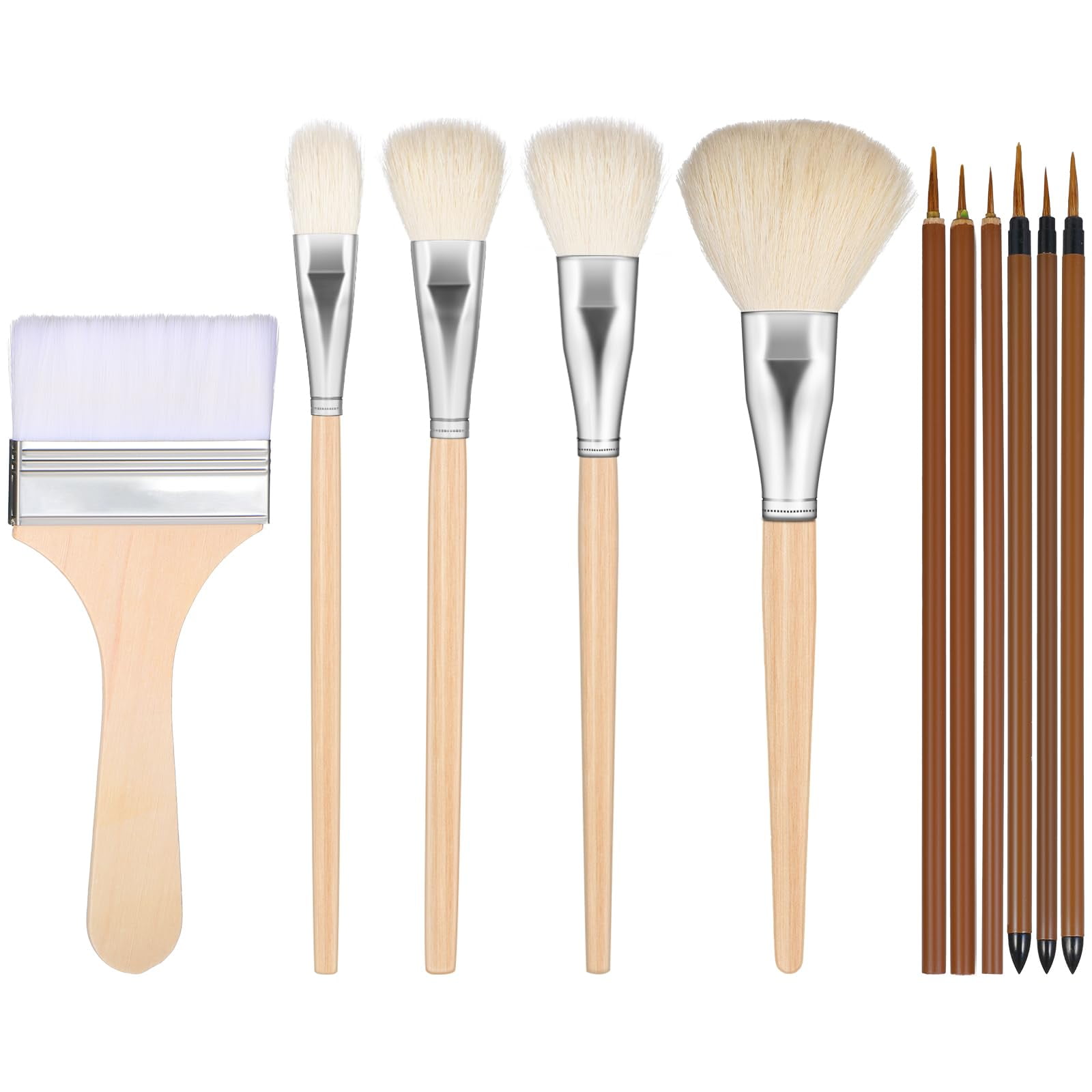 WEN Mop Brush for Acrylic Painting 11Pcs Glaze Brushes for Pottery Acrylic Paint Brushes ...