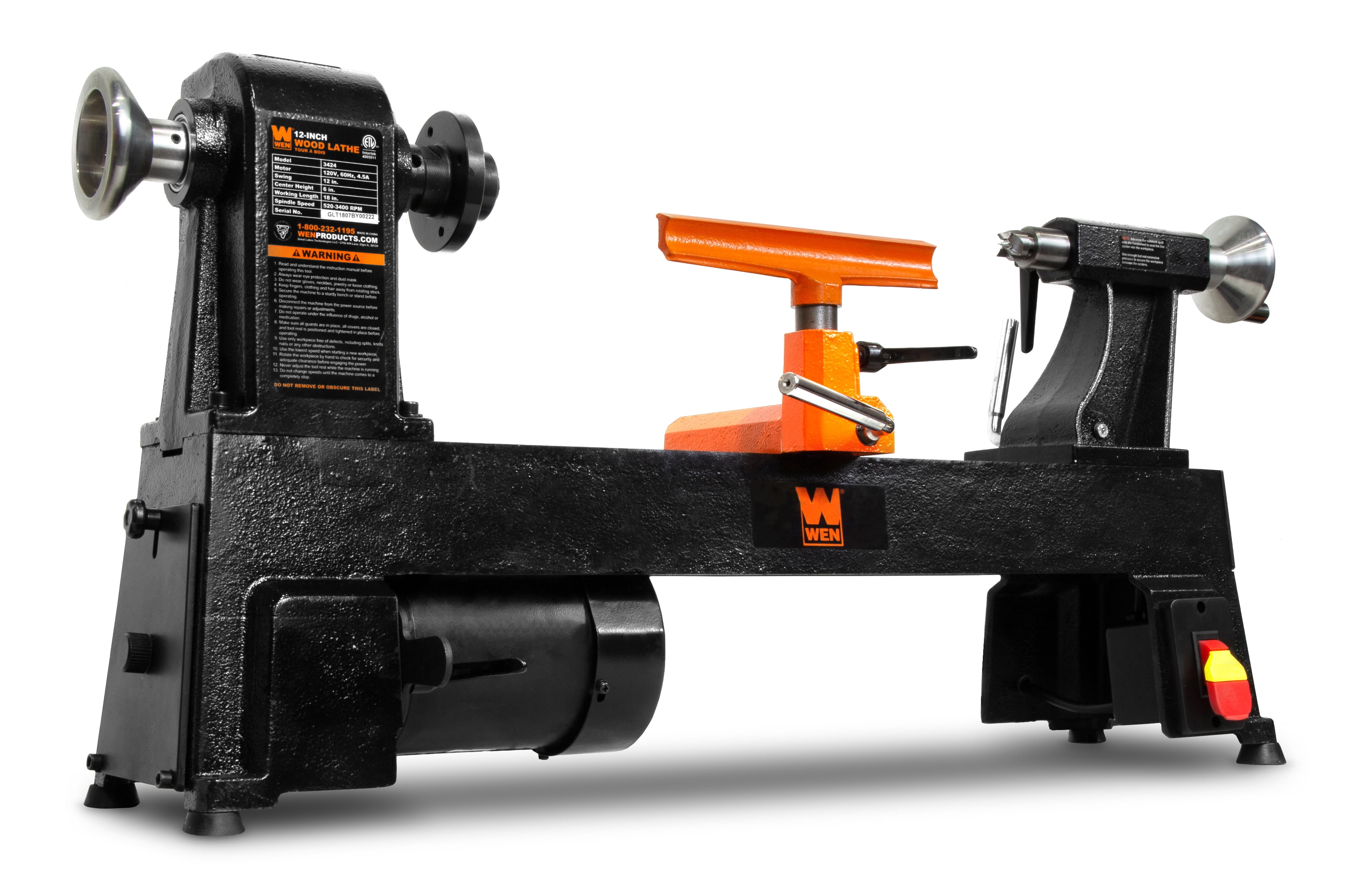 WEN Products 3424T 4.5-Amp 12-Inch by 18-Inch 5-Speed Benchtop Wood ...