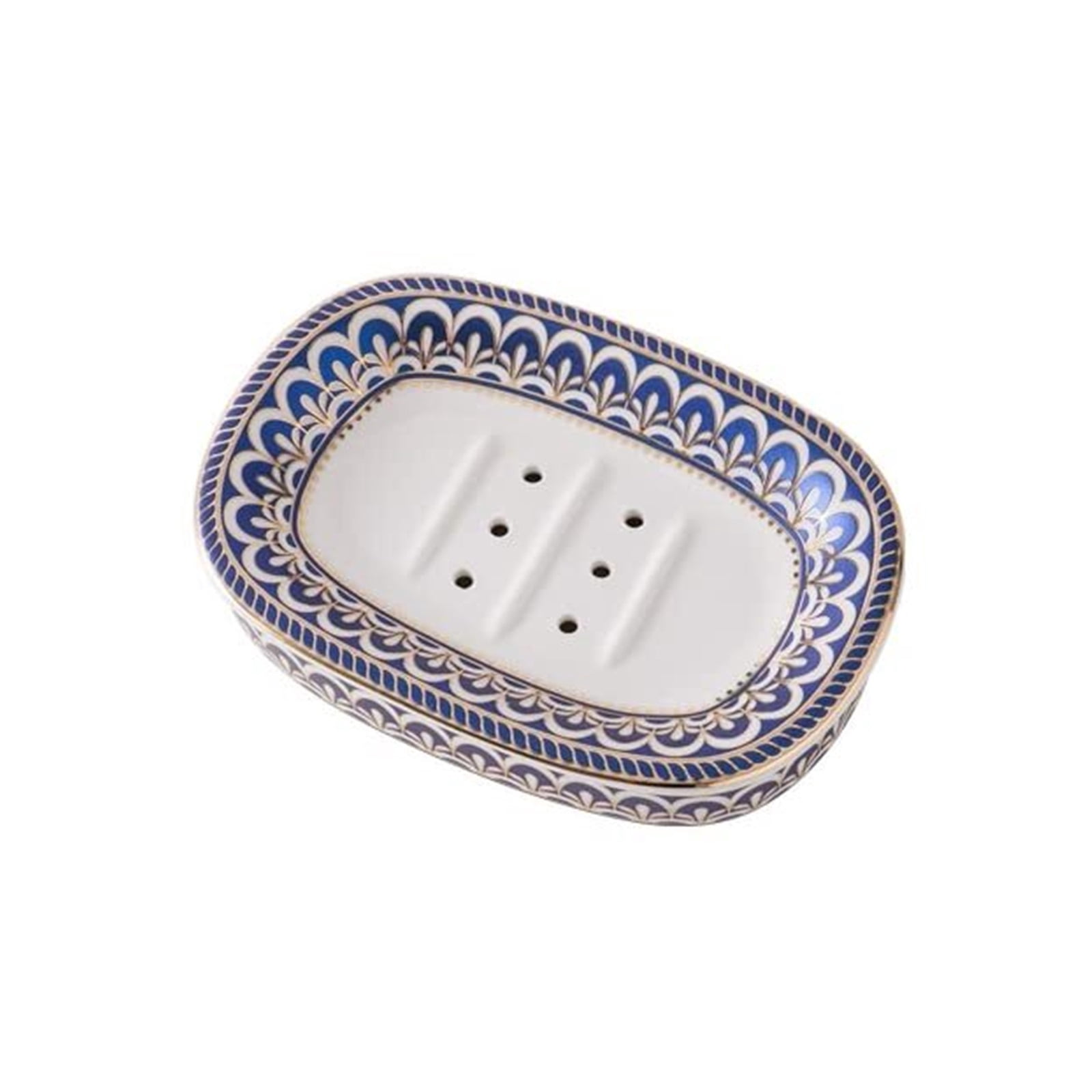 WEN Self-draining soap tray, blue ceramic soap tray with elegant ...