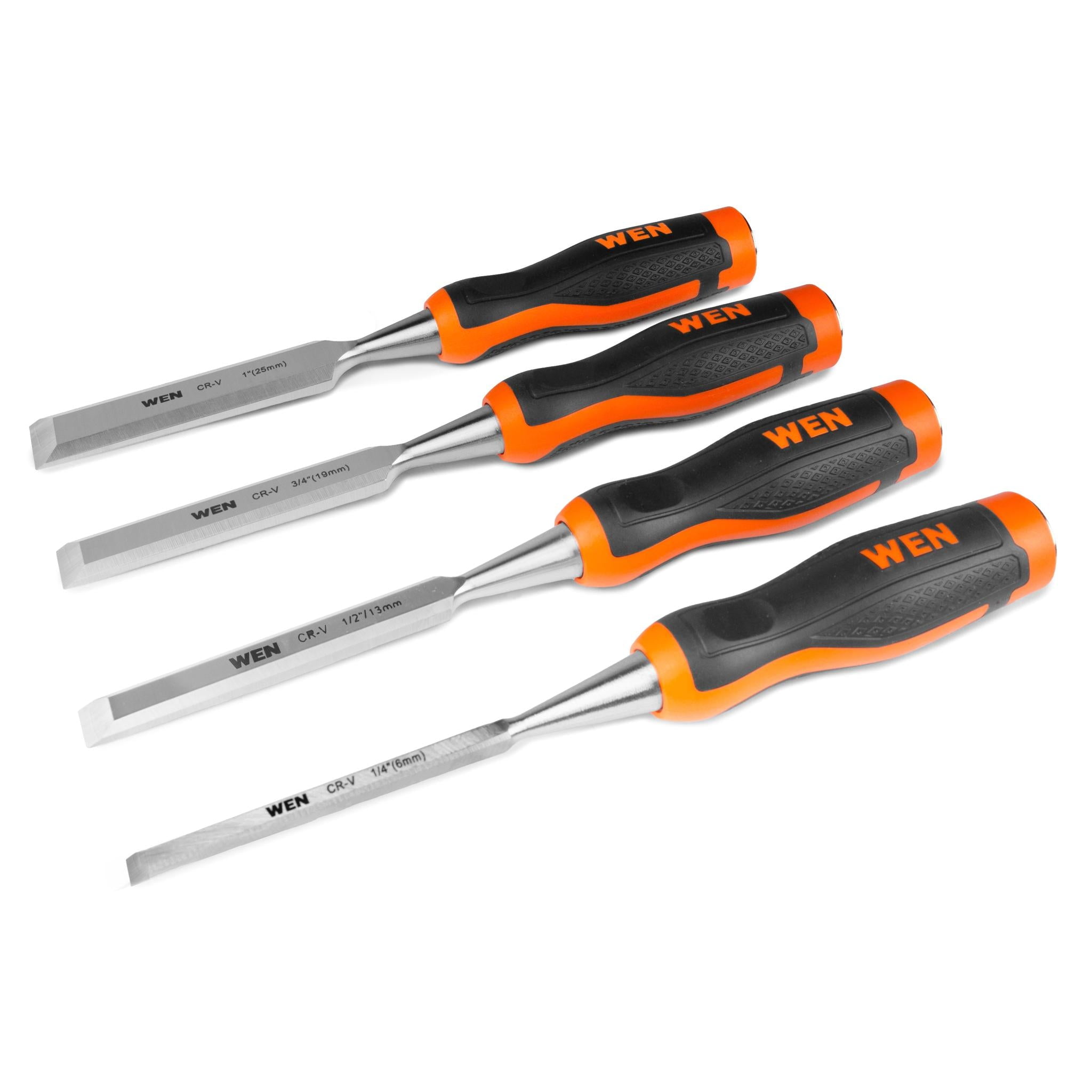 WEN Short Blade Wood Chisel Set with Heat-Treated Carbon Steel Blades ...