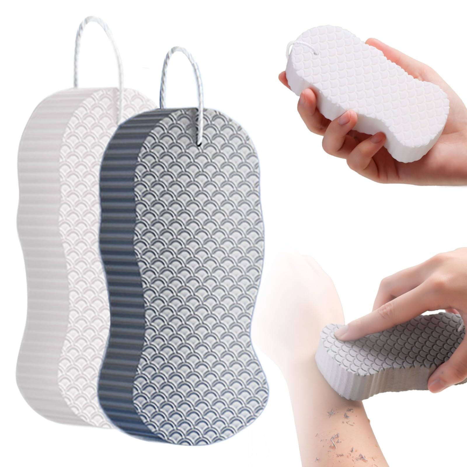 WEN Three-dimensional exfoliating bath sponge with fish scale pattern ...