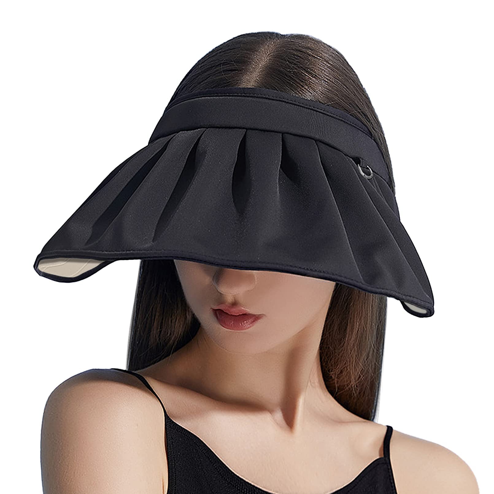 WEN Visors for Women, Clip On Foldable Wide Brim Womens Golf Cap,Cream ...