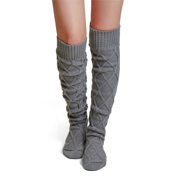 WEN Women's high-top knitted over-the-knee boot socks, long warm leg ...