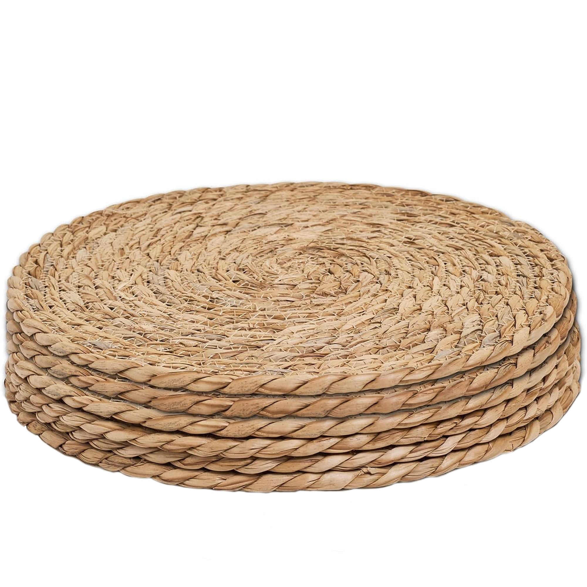 WEN Woven Placemats,Round Rattan Placemats,Natural Hand-Woven Water ...