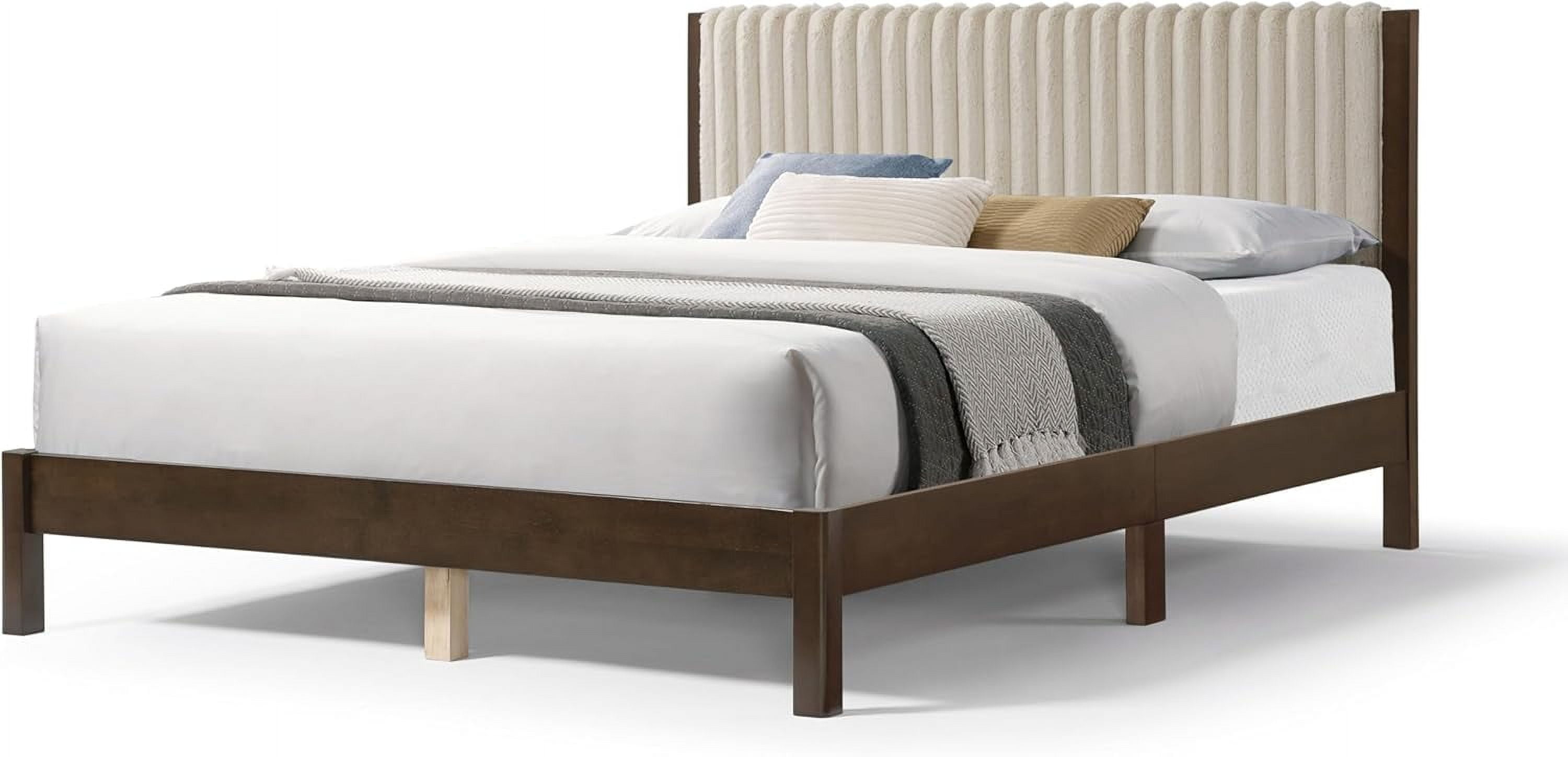WENFA Evadne Modern Corduroy Queen Platform Bed Frame with Vertical ...