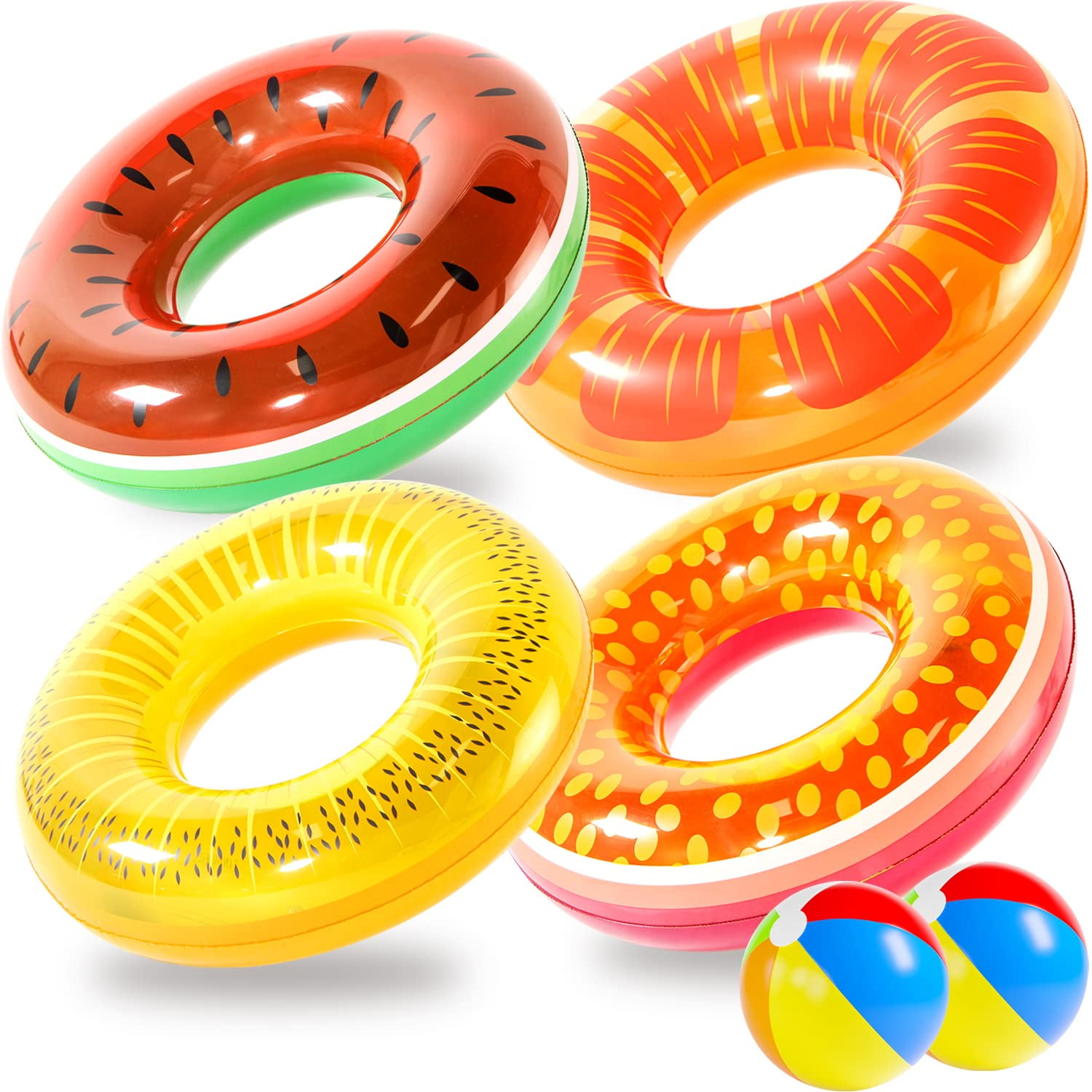 WENHAO 4 Piece Pool Float, Pool Swimming Tube Ring (Set of 4) - 4 Piece ...